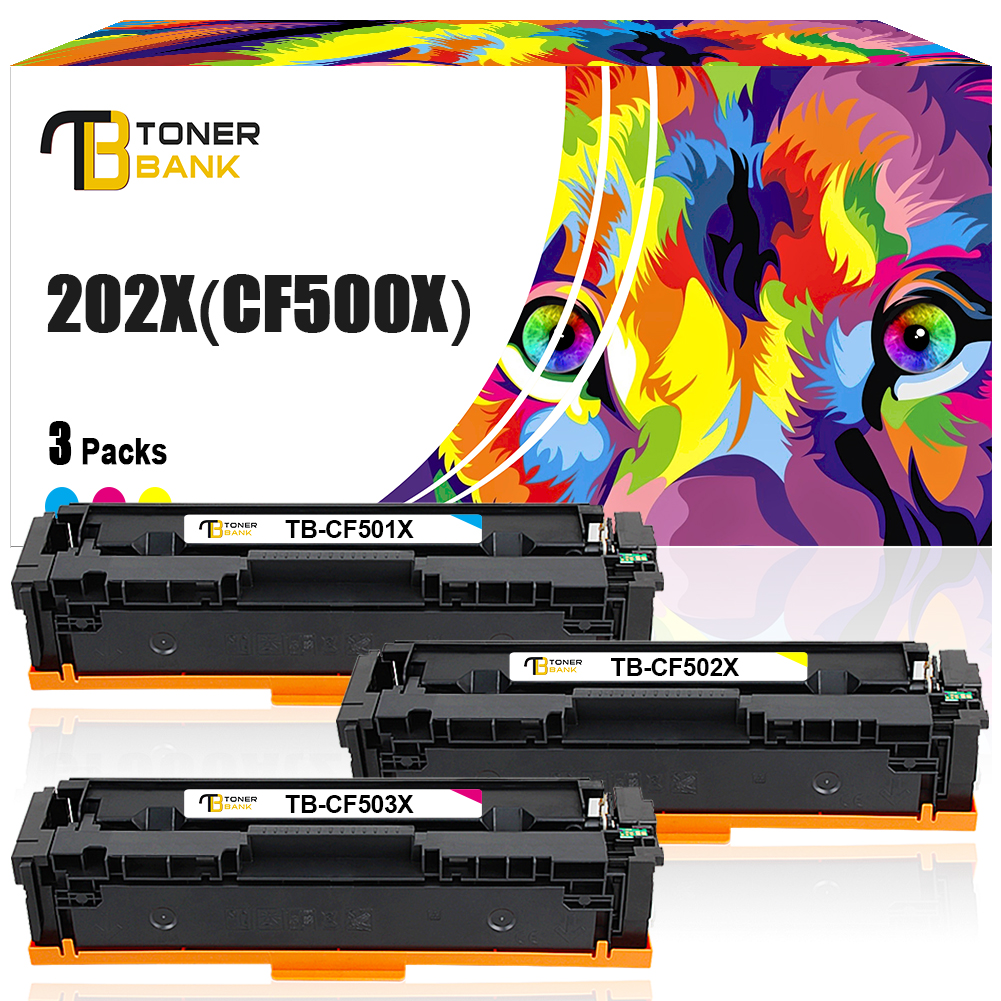 Toner Bank 3-Pack Compatible Toner Cartridge for HP CF500X 202X CF501X ...