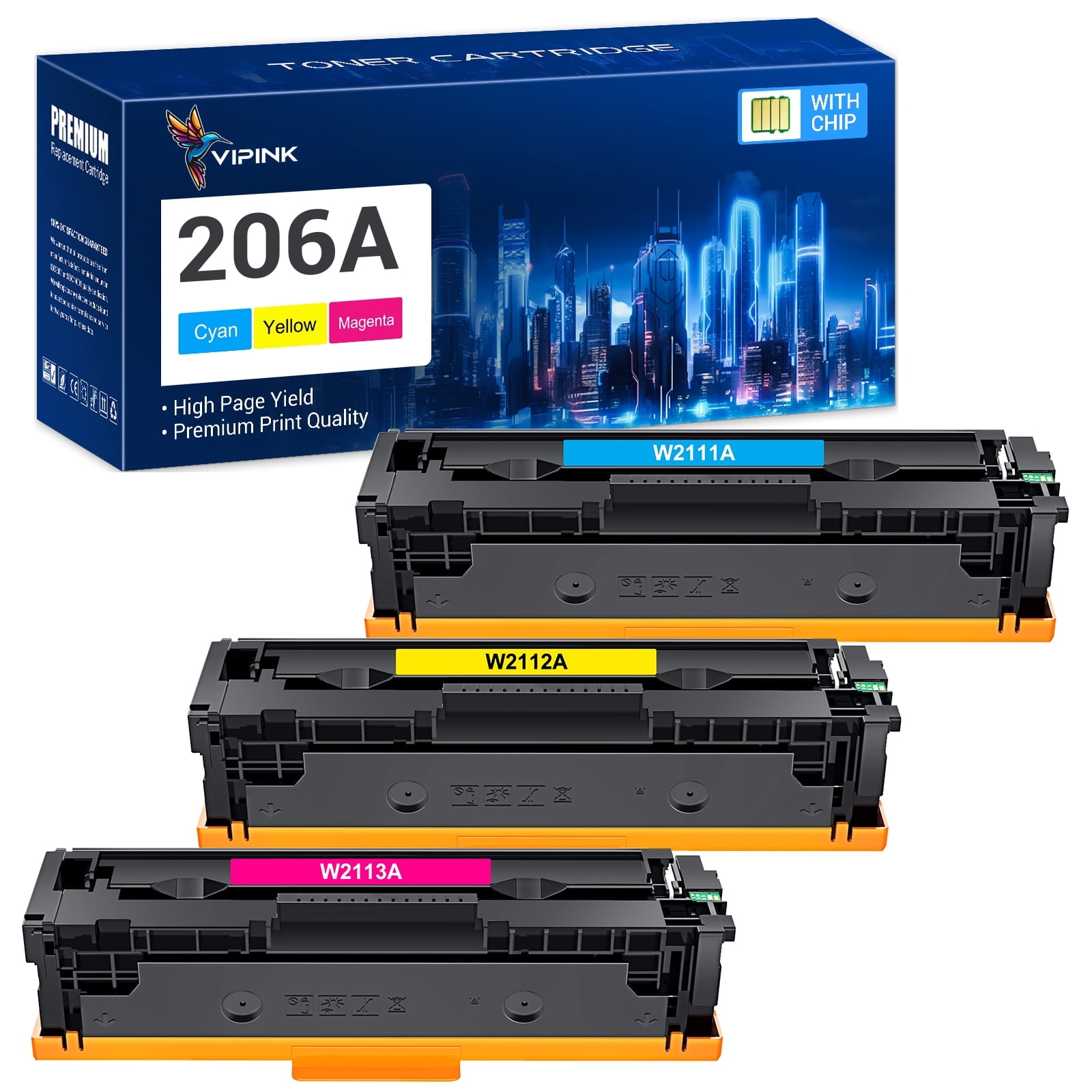 VIPink 3-Pack Compatible Toner Cartridge for HP W2111A W2112A W2113A ...