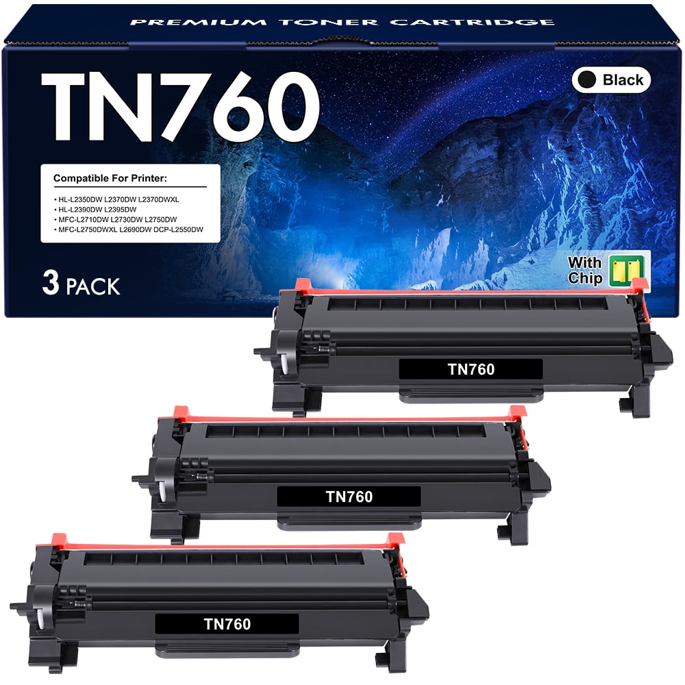 Toner Bank 3-Pack TN760 Toner Cartridge Replacement Compatible for ...