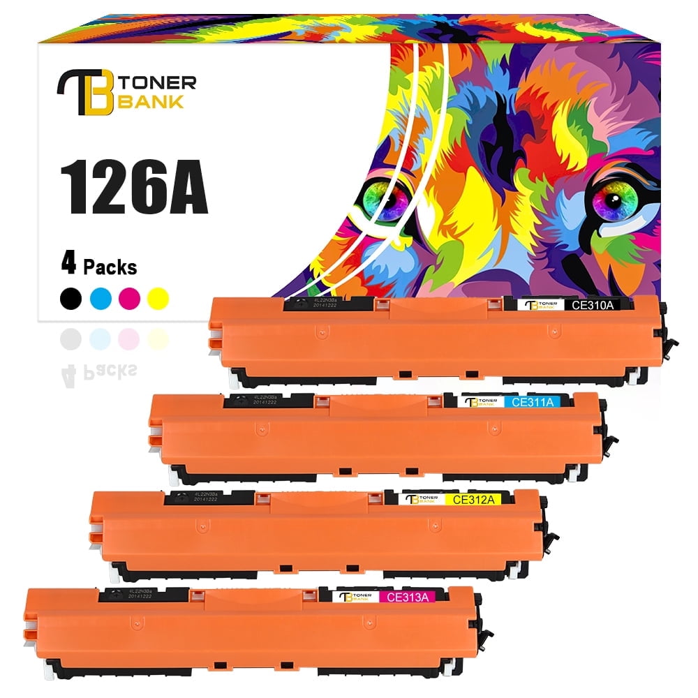 Toner Bank 4-Pack Compatible 126A Toner for HP 126A CE310A LaserJet Pro 500 MFP M521dn for Color ...