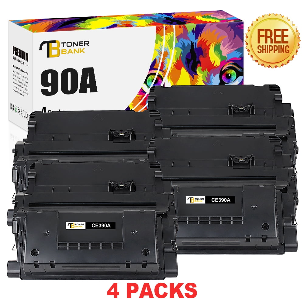 Toner Bank 4-Pack Compatible Toner Cartridge for HP 90A CE390A LaserJet ...