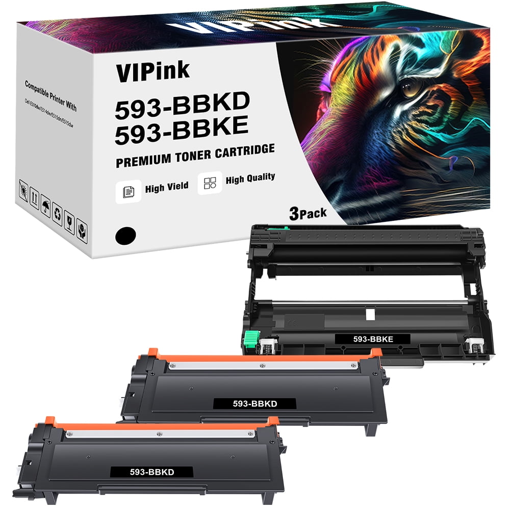 VIPink 4-Pack Compatible Toner Drum Unit Kit for Dell 593-BBKE D0310 ...