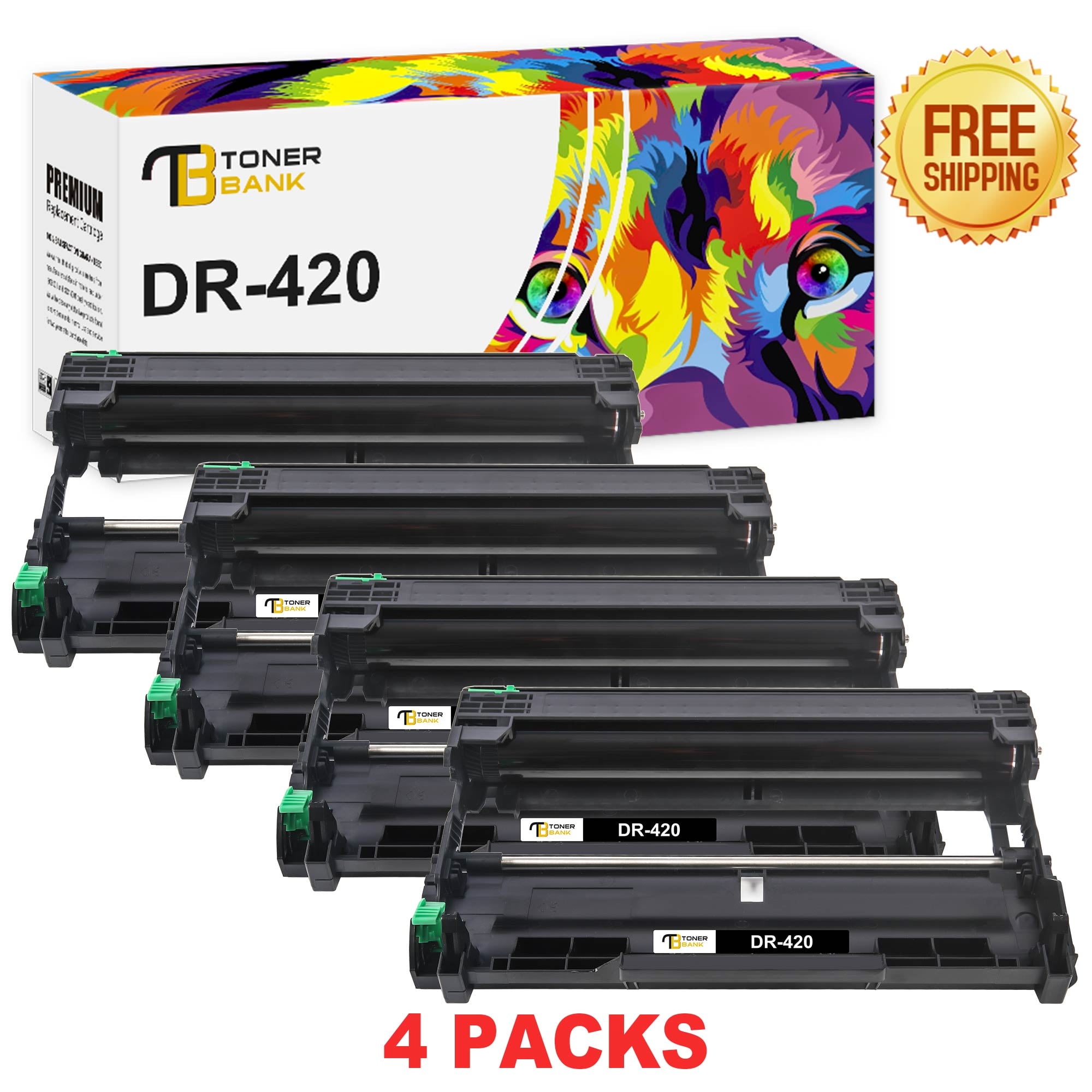 Toner Bank 4-Pack Compatible Drum Unit for Brother DR-420 DR420 HL-2240 ...