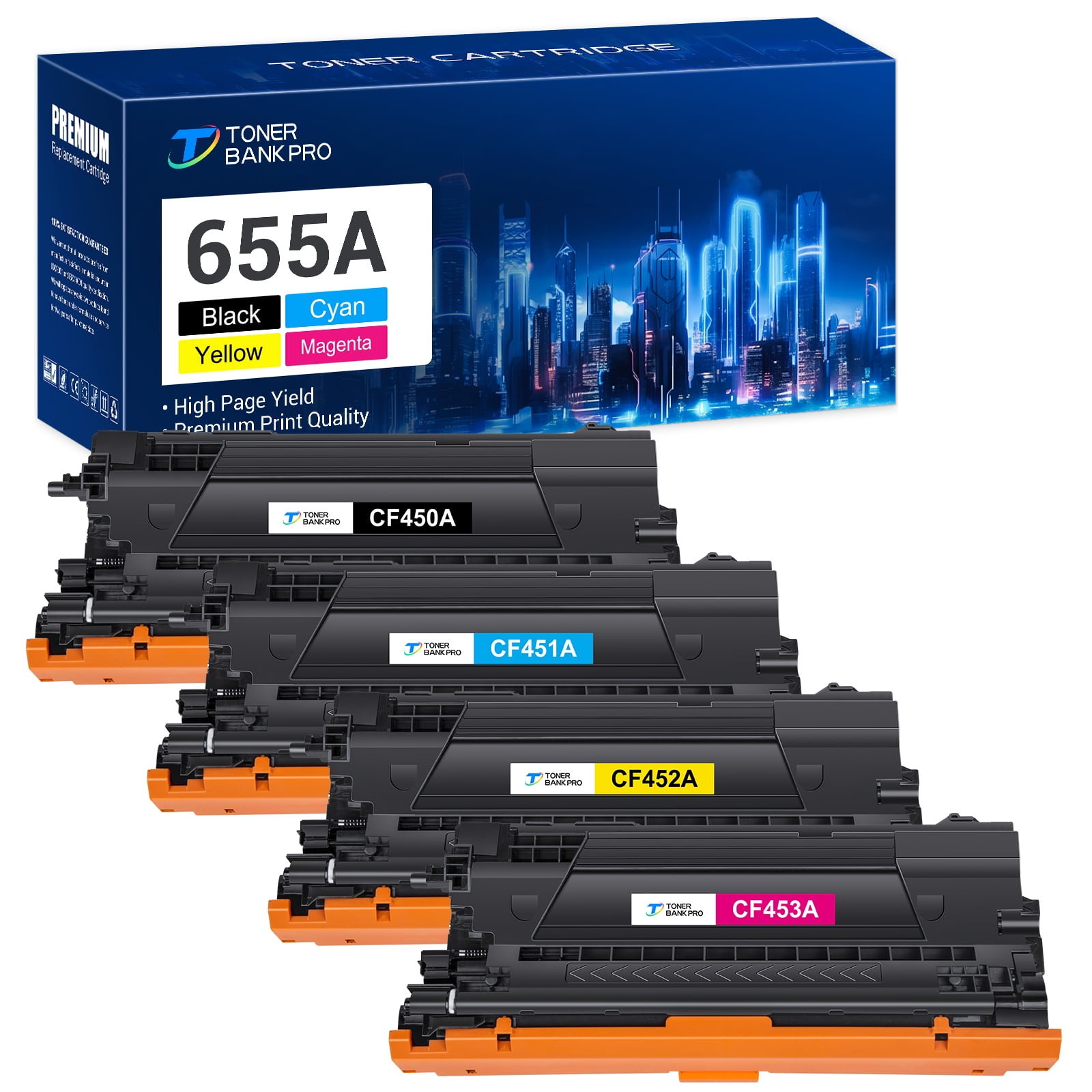 Toner Bank 4-Pack Compatible Toner for HP CF450A Color LaserJet ...
