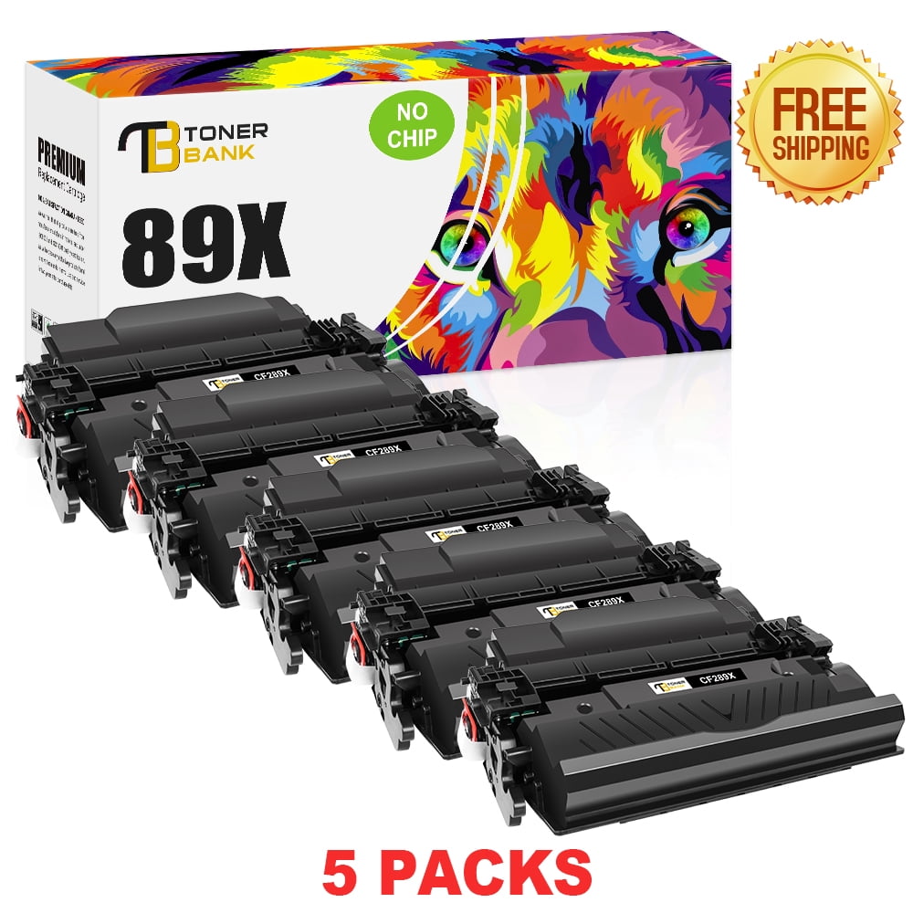 Toner Bank 5-Pack Compatible Toner Cartridge No Chip for HP CF289X 89X ...