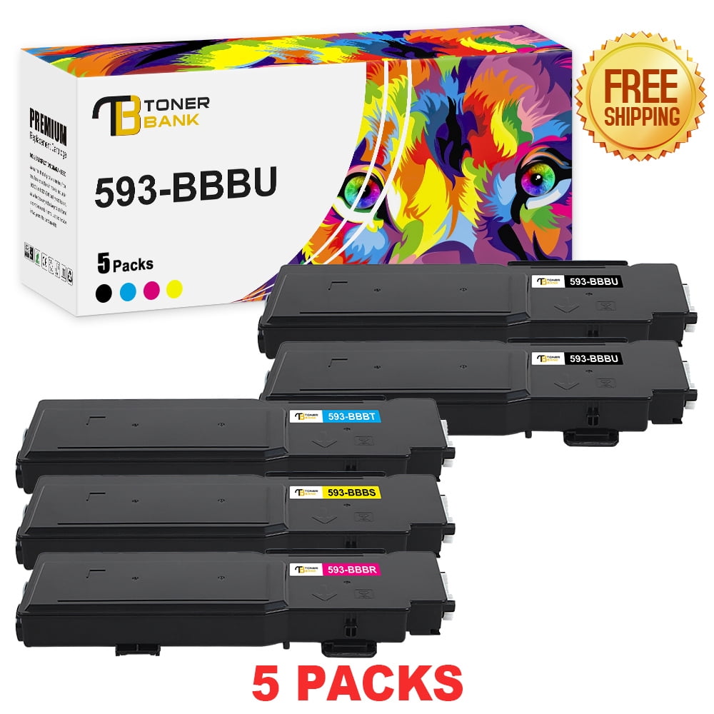 Toner Bank 5-Pack Compatible Toner for Dell 593-BBBU 593-BBBT 593-BBBS ...