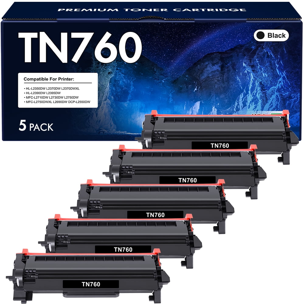 Toner Bank 5-Pack TN760 Toner Cartridge Replacement Compatible (with ...