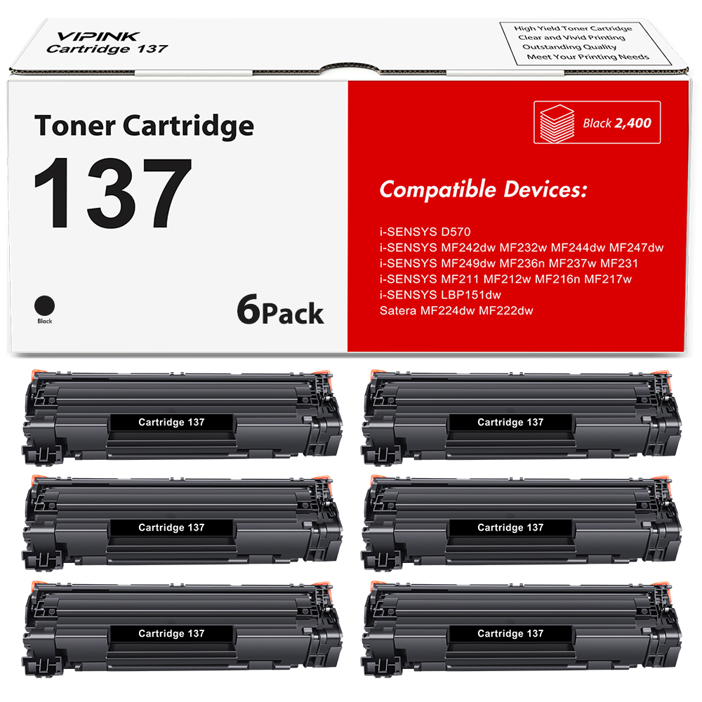 VIPink 6-Pack Compatible Toner Cartridge Replacement for Canon 137 CRG ...