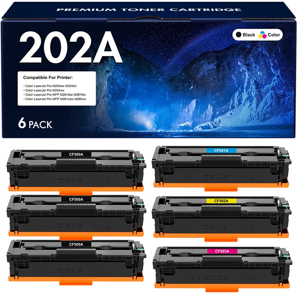 VIPink 6-Pack Compatible Toner Cartridge Replacement for HP CF500A 202A ...