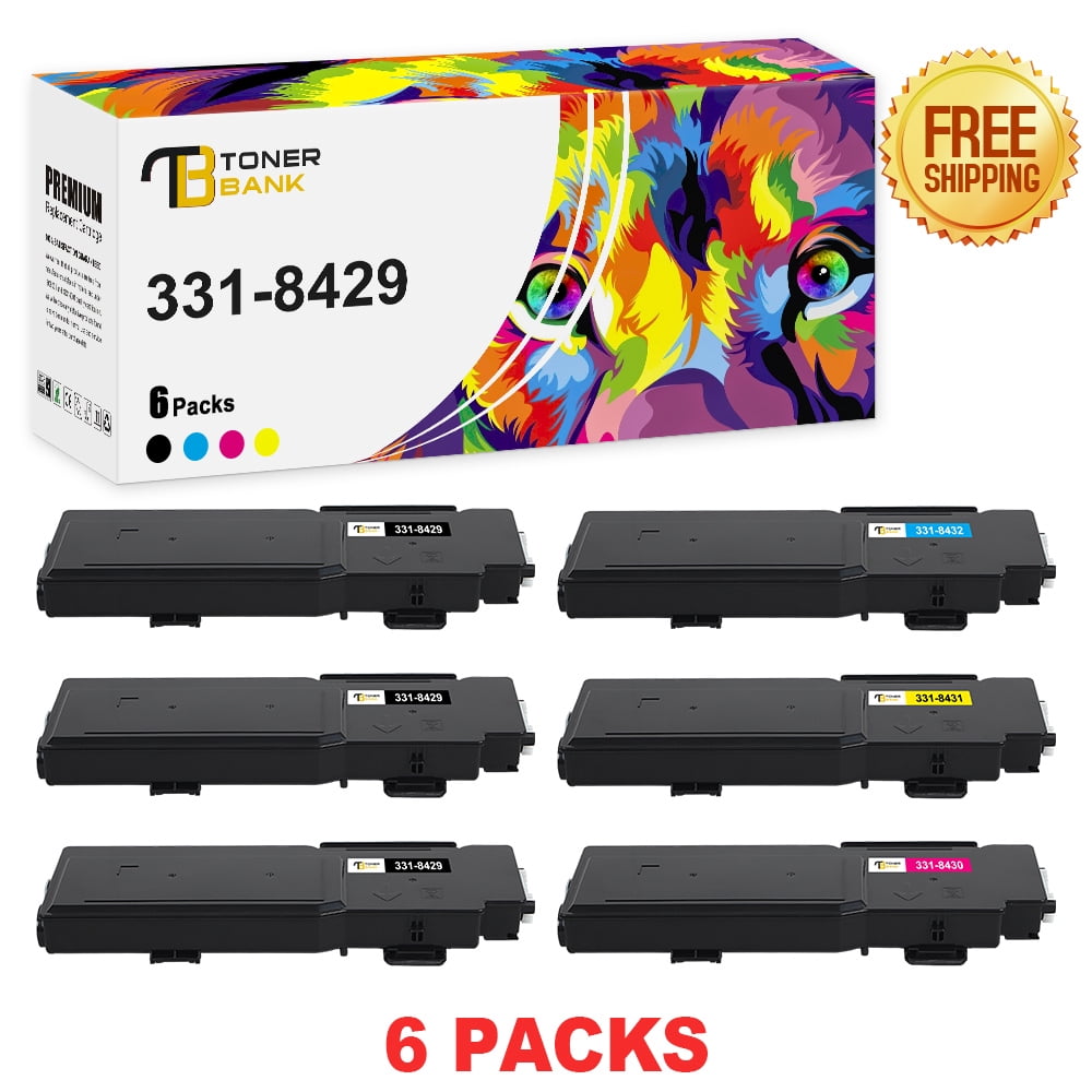 Toner Bank 6-Pack Compatible Toner Replacement for Dell 331-8429 Color ...