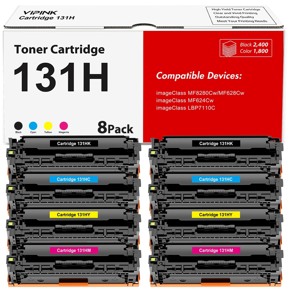 VIPink 8-Pack Compatible Toner Cartridge for Canon 131 131H CRG-131 ...