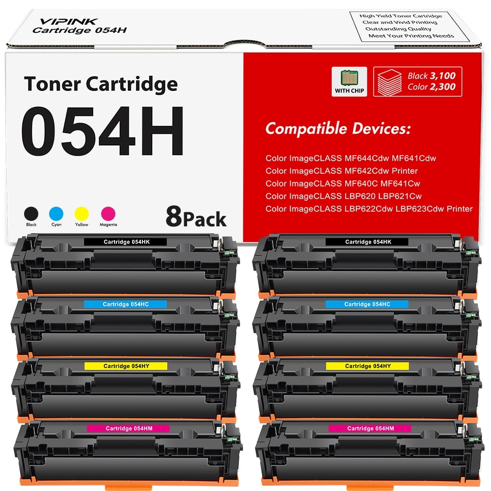 VIPink 8-Pack Compatible Toner Replacement for Canon 054H Color ...