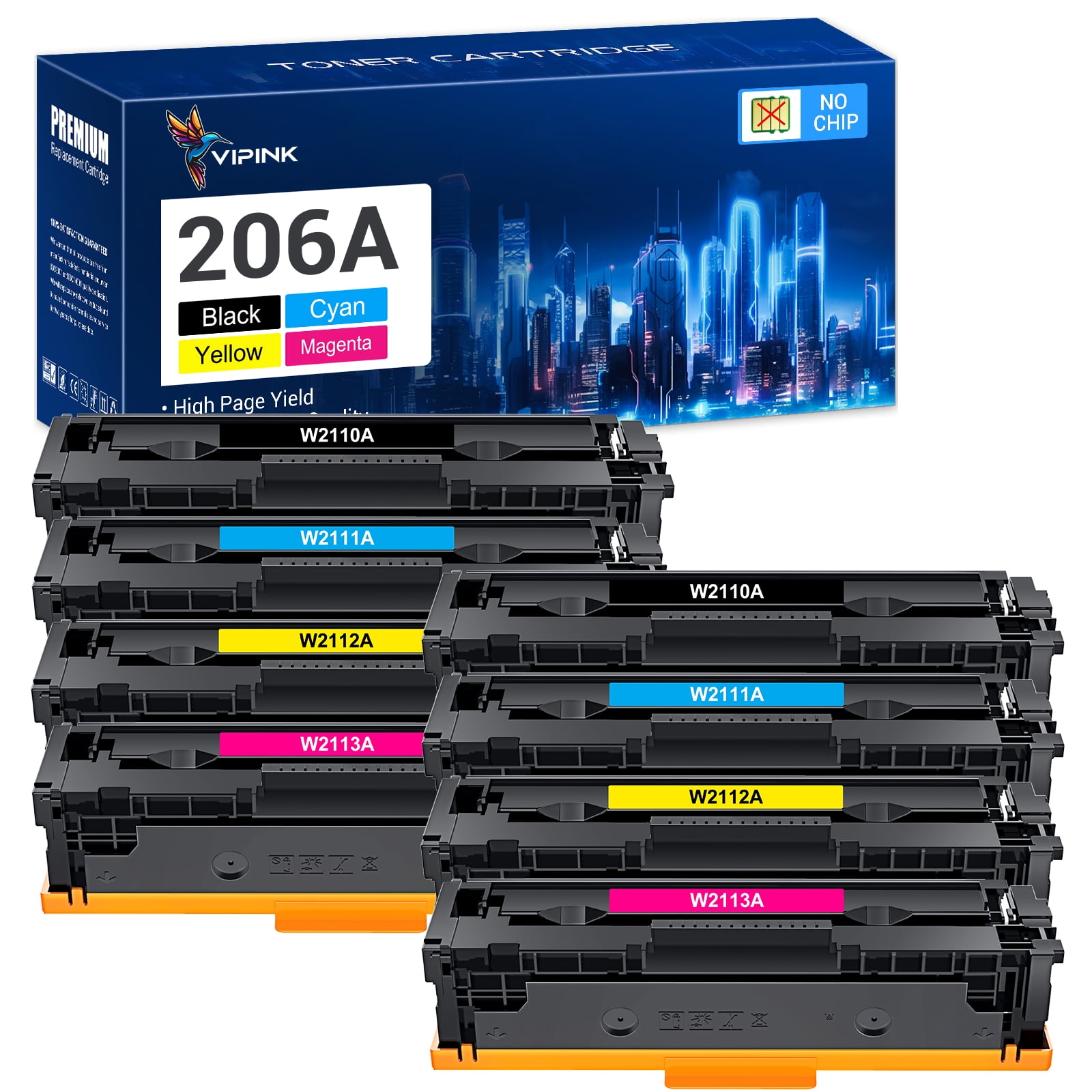 VIPink NO CHIP 8-Pack Compatible Toner Cartridge for HP W2110A W2111A ...