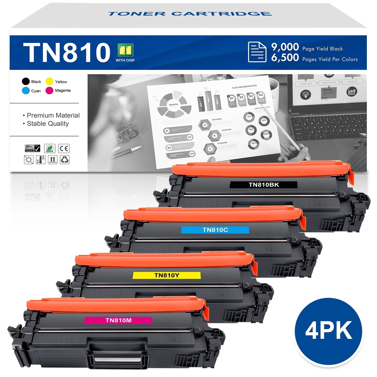TN810 TN810XL Toner Cartidge Compatible for Brother TN-810 MFC-L9610CDN ...