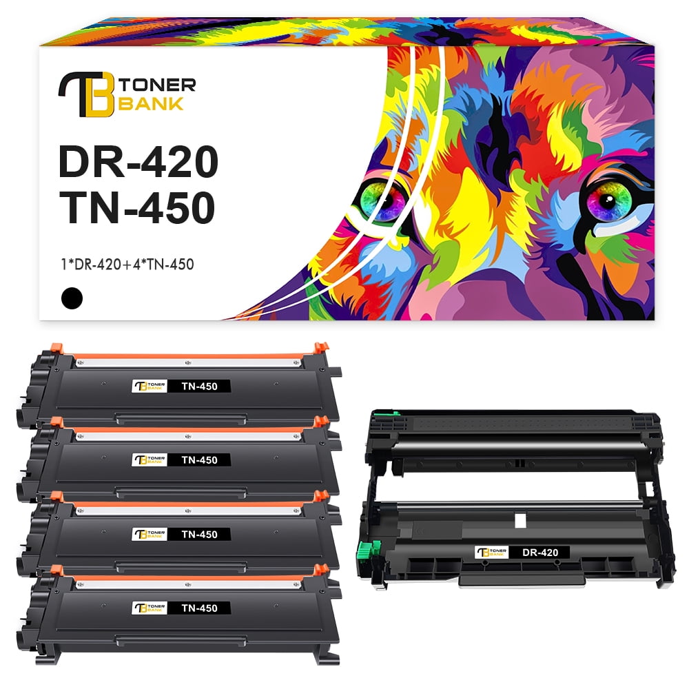 Toner Bank TN450 Toner Cartridge and DR420 Drum Unit Set Compatible for ...