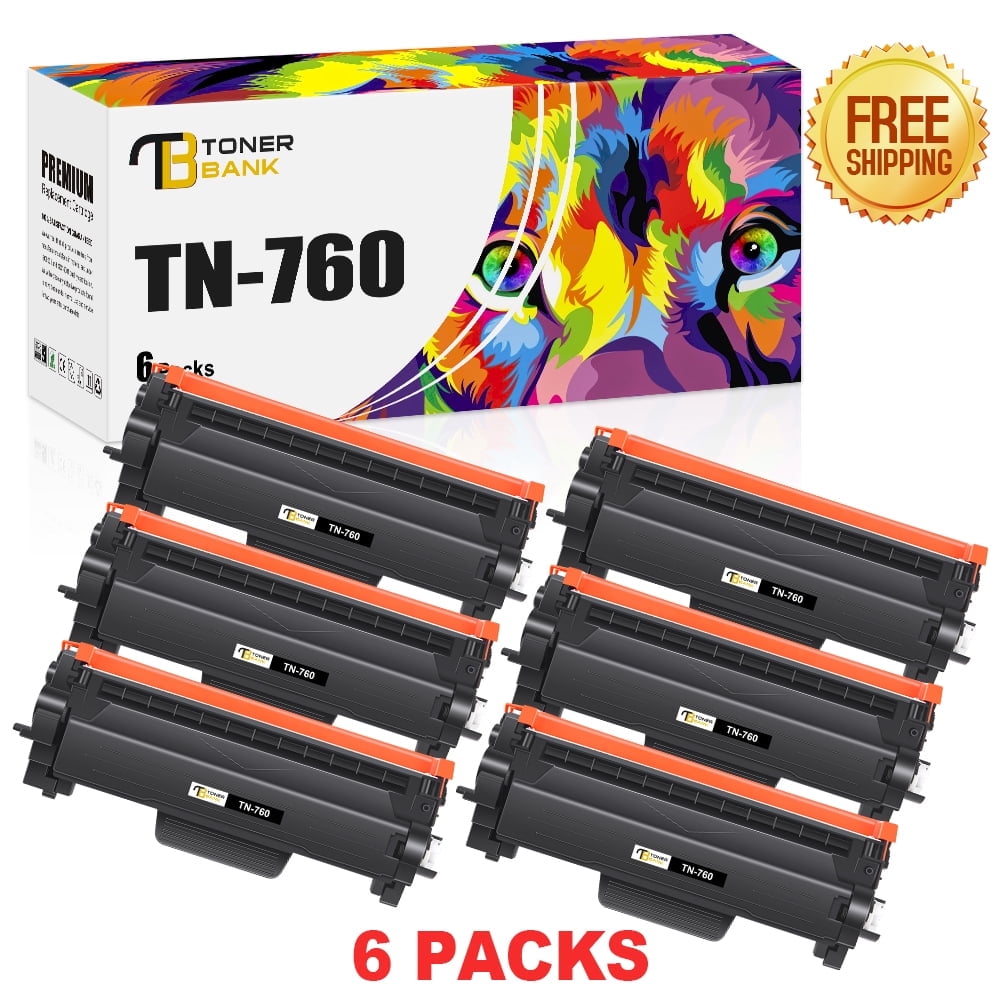 Toner Bank TN760 Compatible Toner Cartridge, Black, High Yield, 6-Pack ...