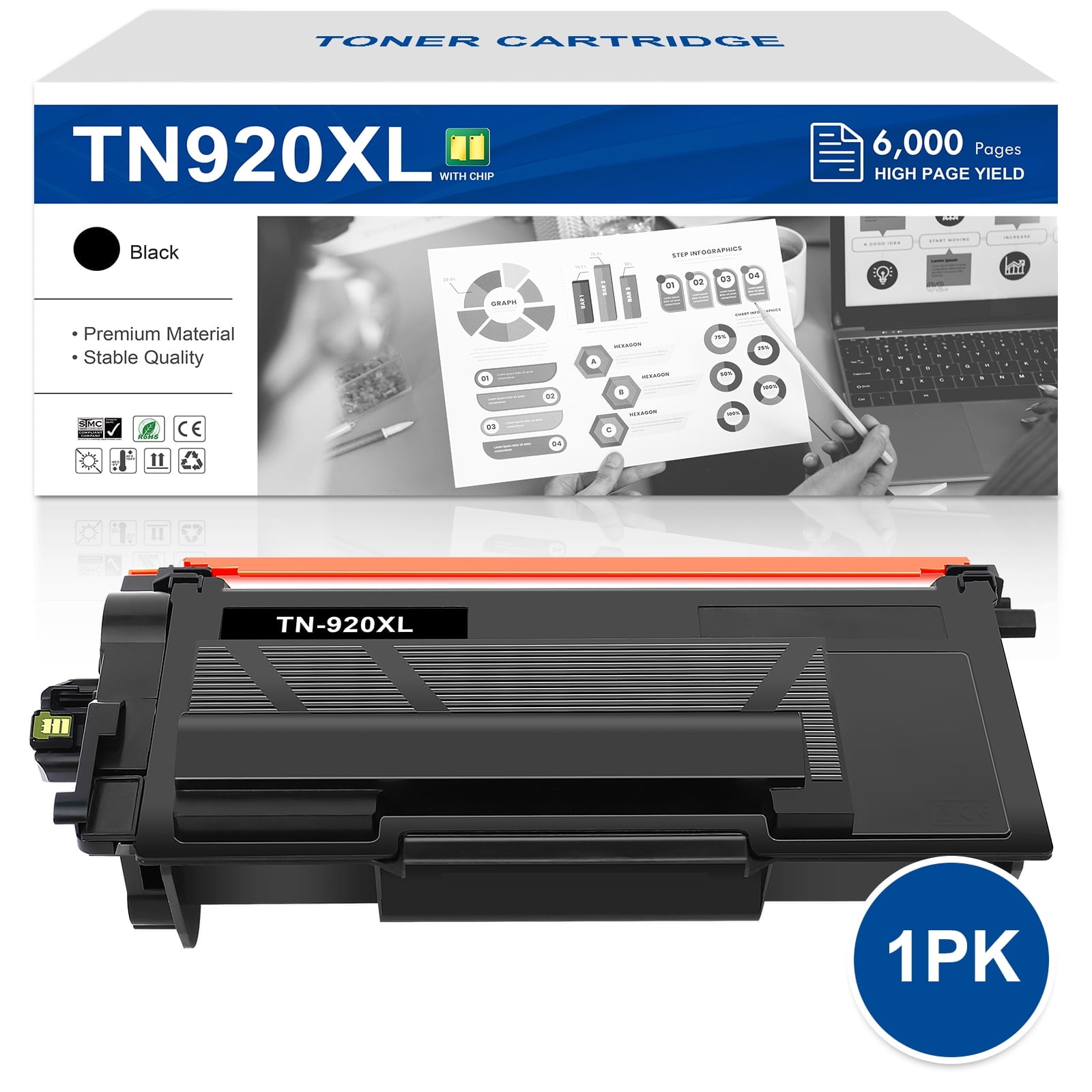 TN920XL TN920 Toner Cartridge Black HL-L6210DW with Chip Compatible for ...