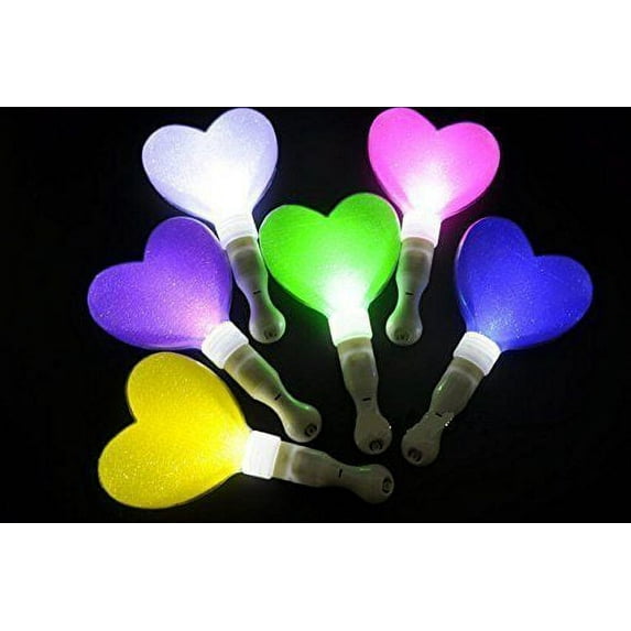 Toner Depot LED Flashing Light Up Stick Heart Hand Light Multicolor Flashing 12 Count - Walmart.com