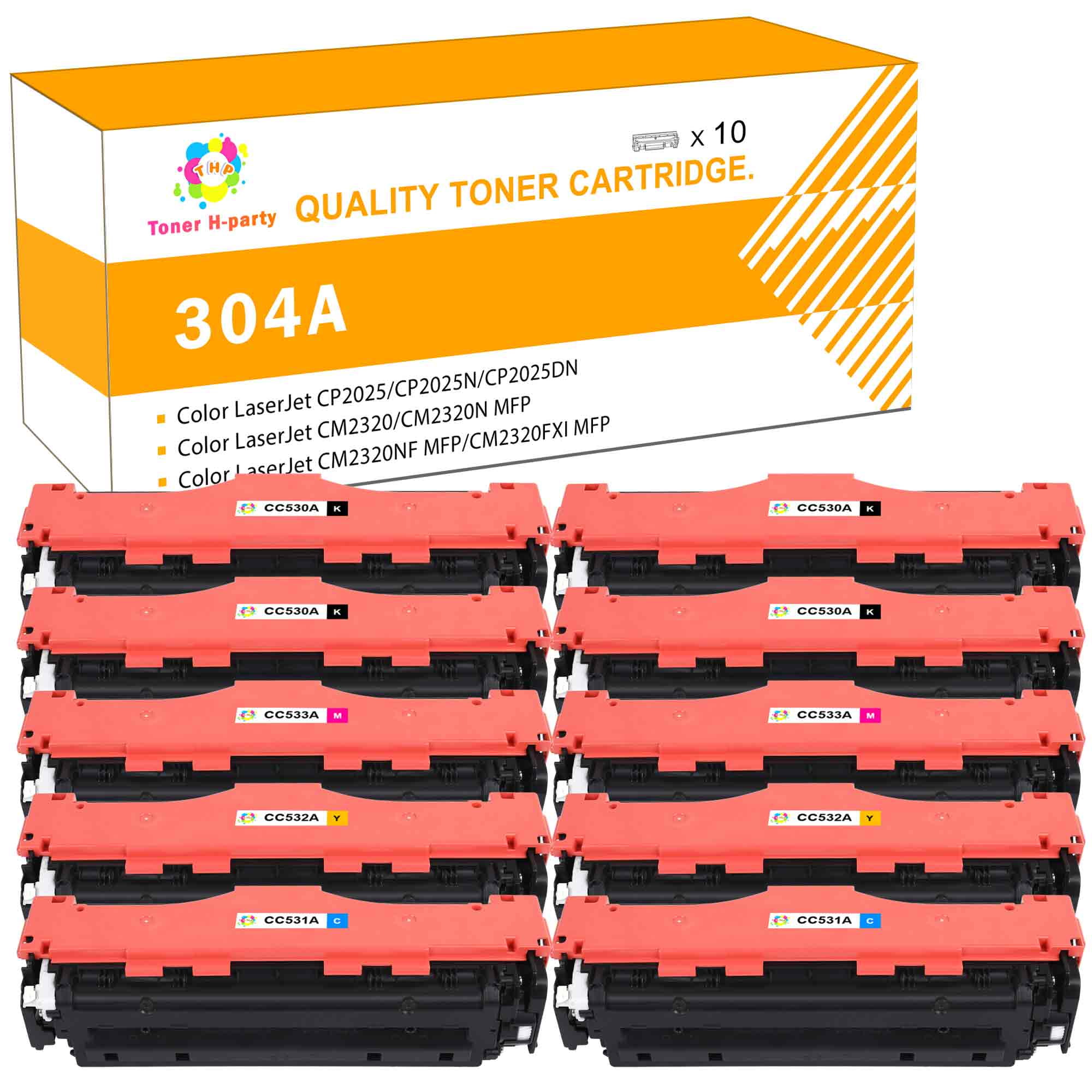 Toner H-Party 10-Pack Compatible 304A Toner Cartridge for HP CC530A ...