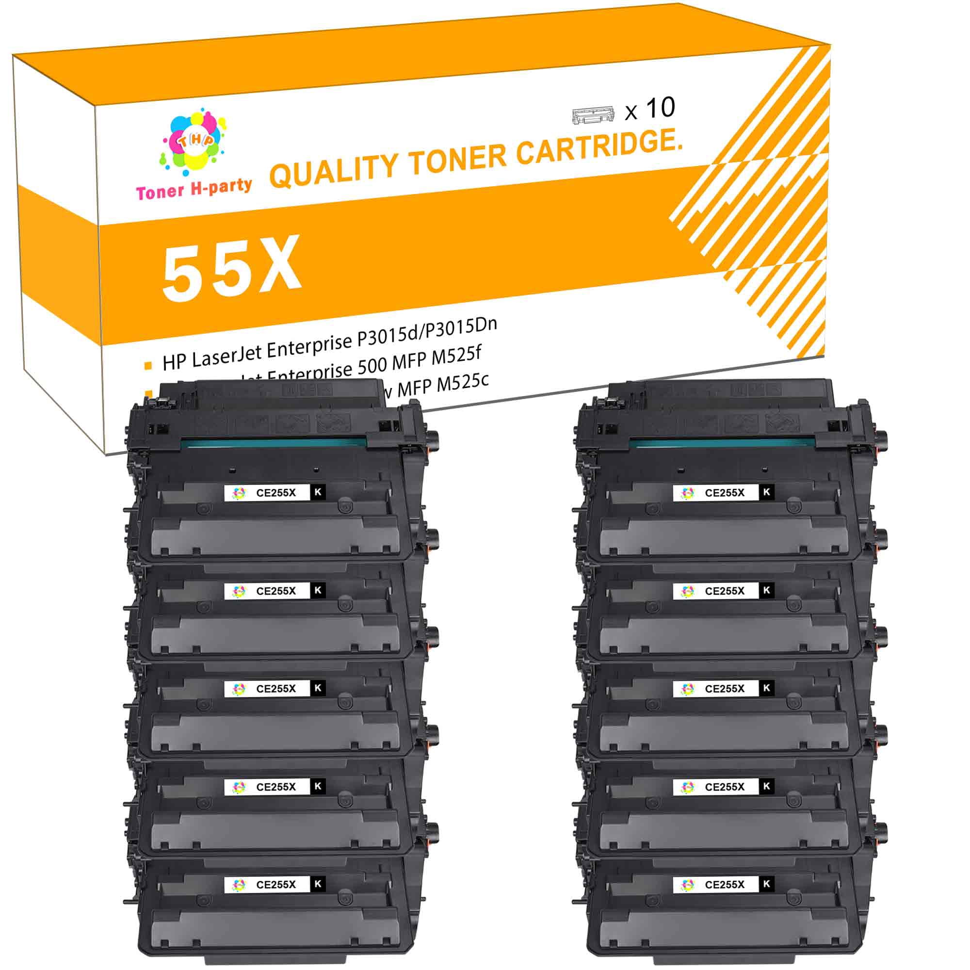 Toner H-Party 10-Pack Compatible Toner Cartridge for HP 55X CE255X ...