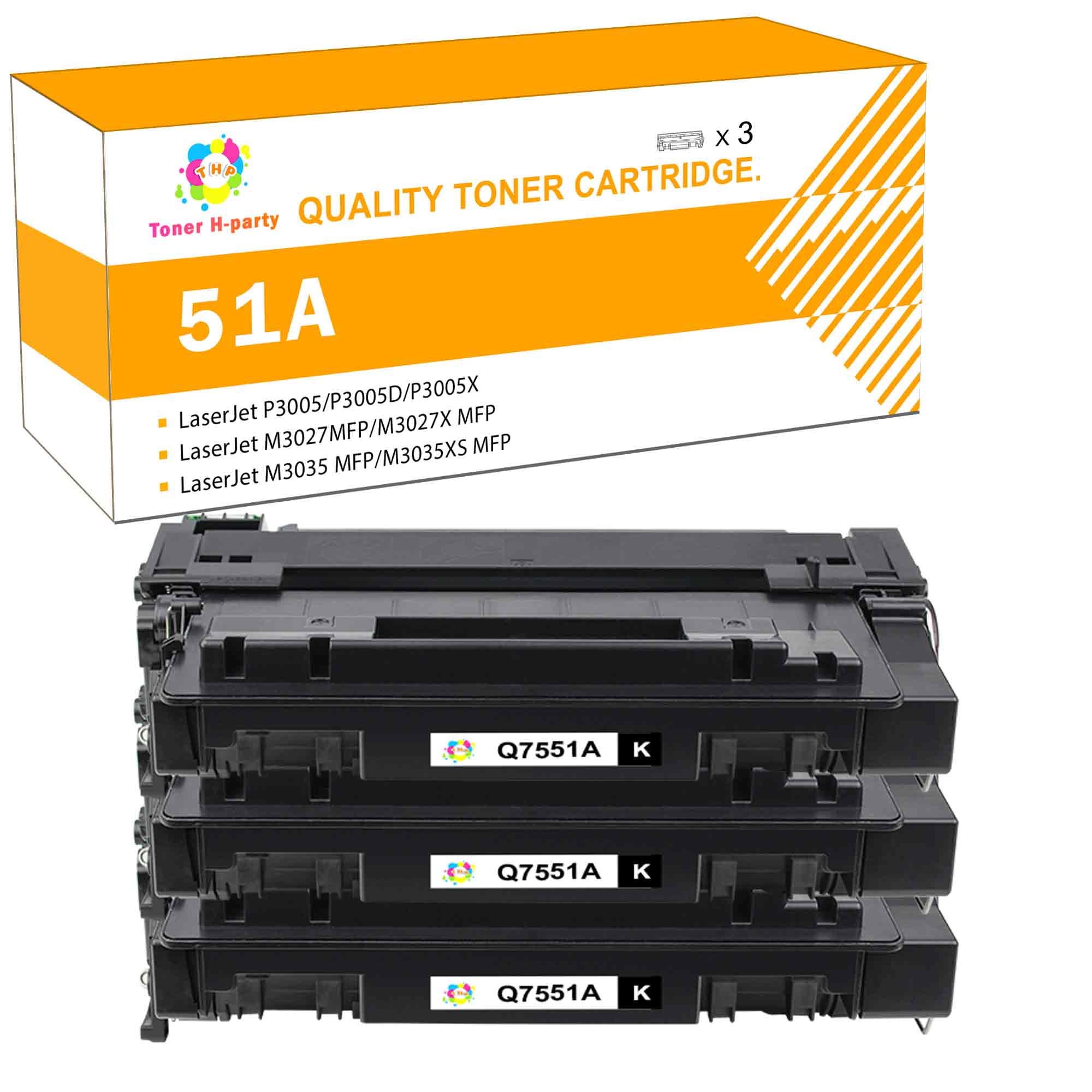 Toner H-Party 3-Pack Compatible Toner Cartridge for HP Q7551A Used with ...
