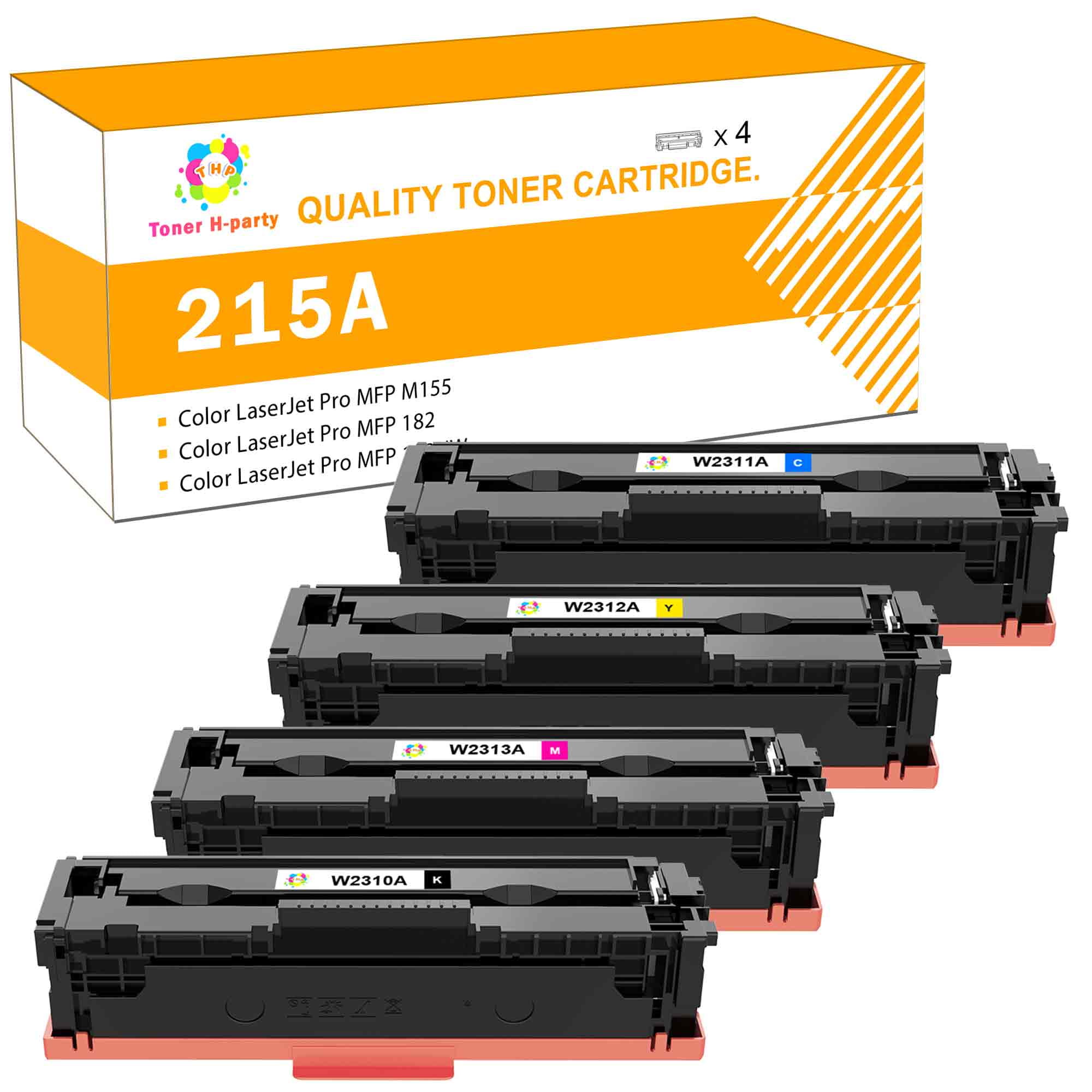 Toner H-Party 4-Pack Compatible 215A Toner Cartridge Without Chip Replacement for HP W2310A ...