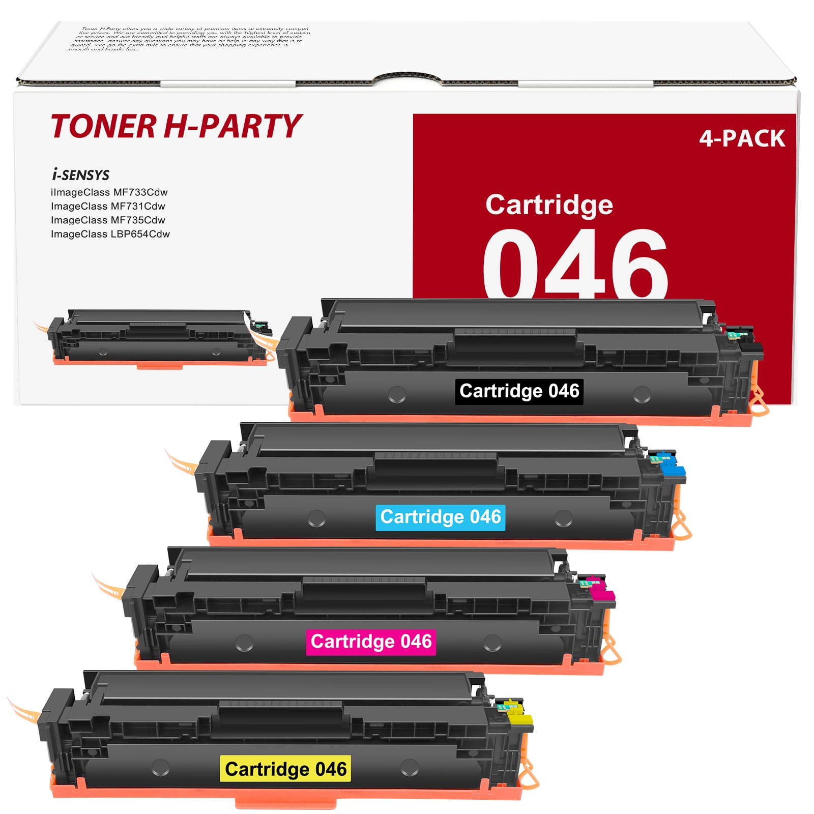 Toner H Party 4-Pack Compatible Toner Cartridge for Canon 046 CRG-046 046H Imageclass MF731Cdw ...