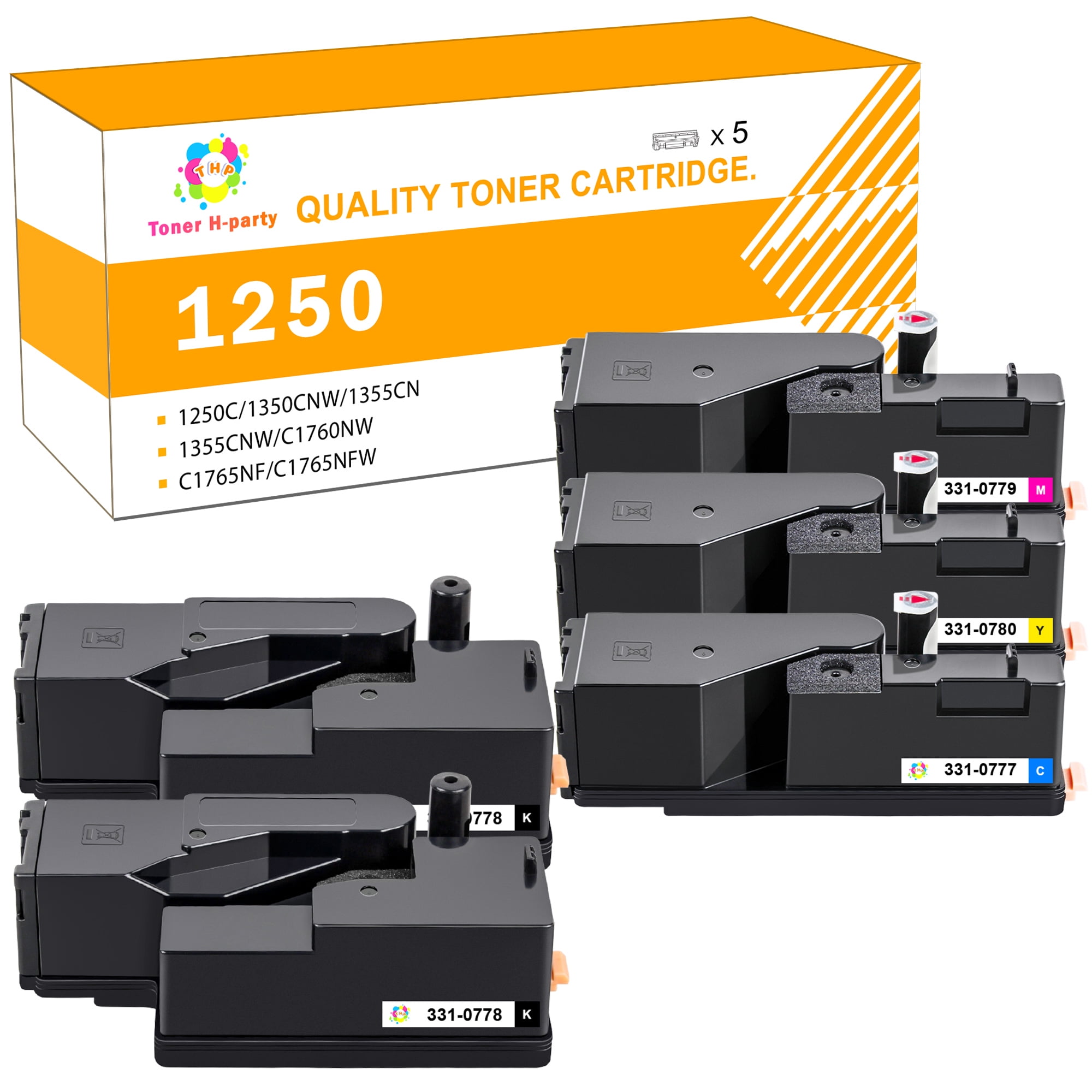 Toner H-Party 5-Pack Compatible 1250 Toner Cartridge for Dell 1250 331 ...