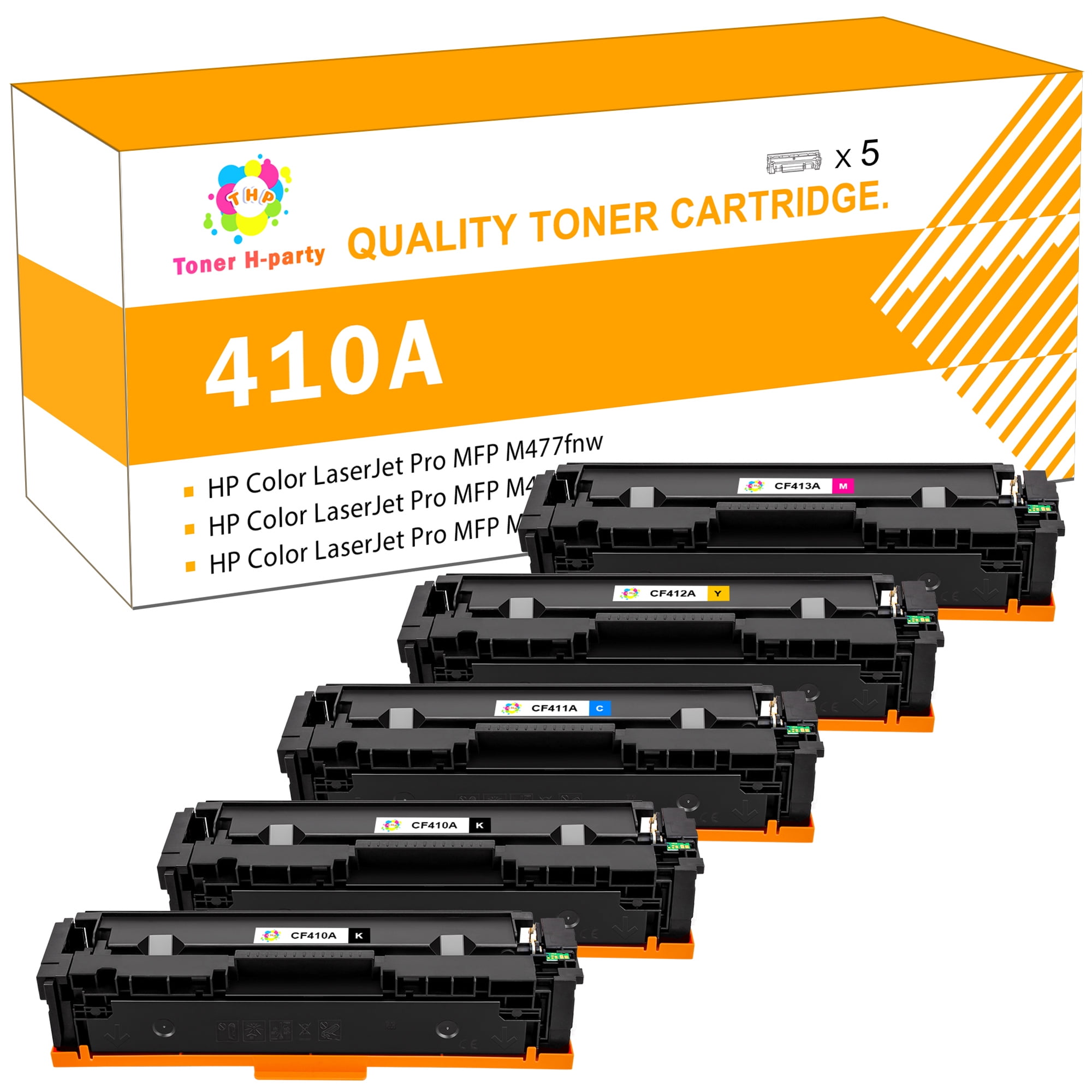 Toner H-Party 5-Pack Compatible 410A Toner Cartridge for HP 410A CF410A ...