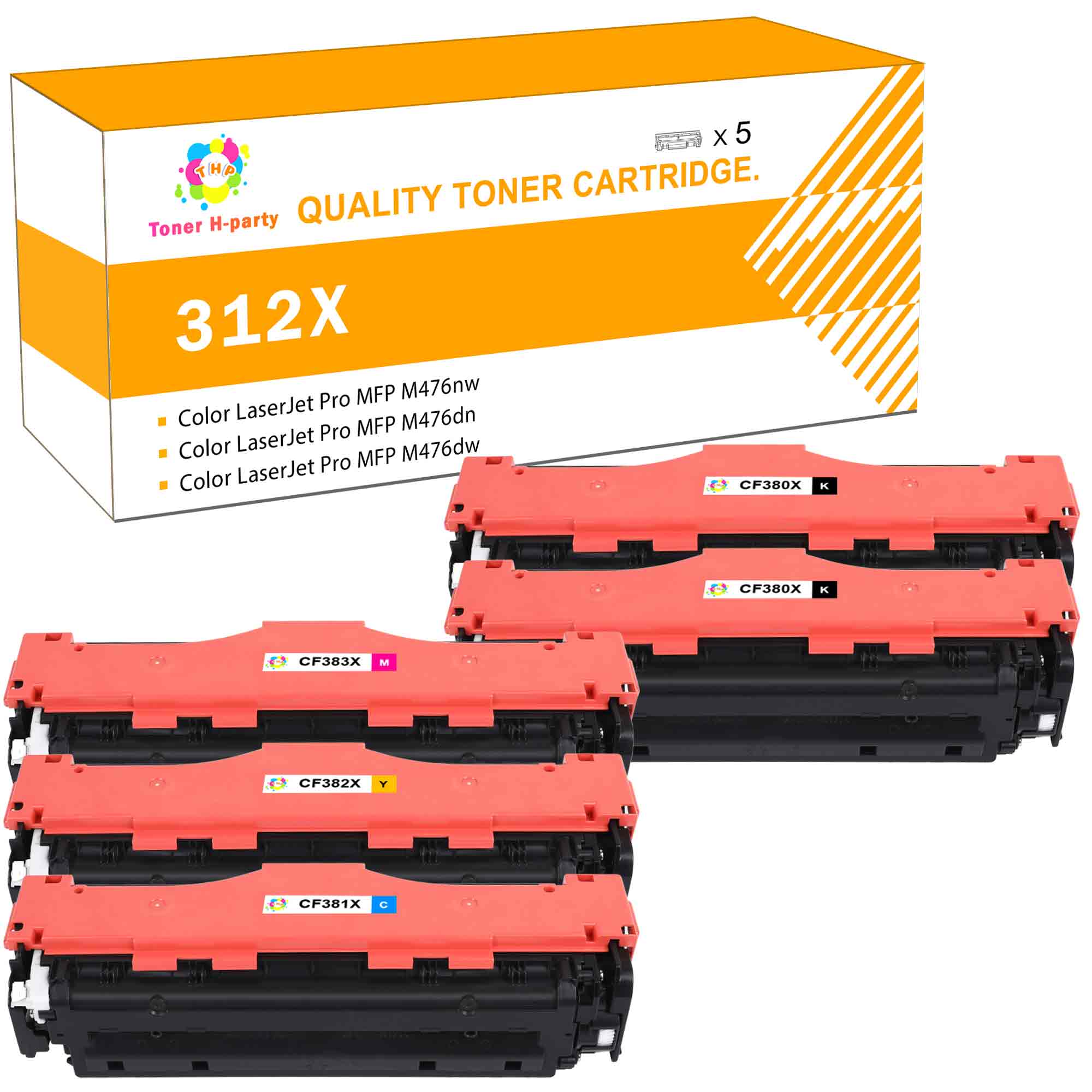 Toner H-Party 5-Pack Compatible Toner Cartridge for HP CF380X Color ...