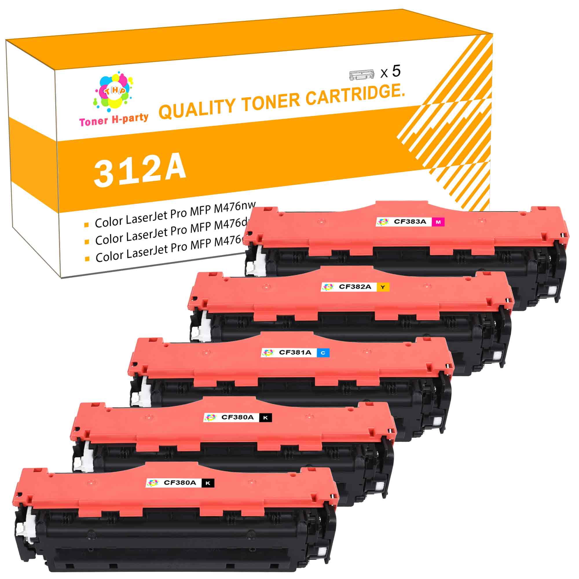 Toner H-Party 5-Pack Compatible Toner Cartridge Replacement for HP ...
