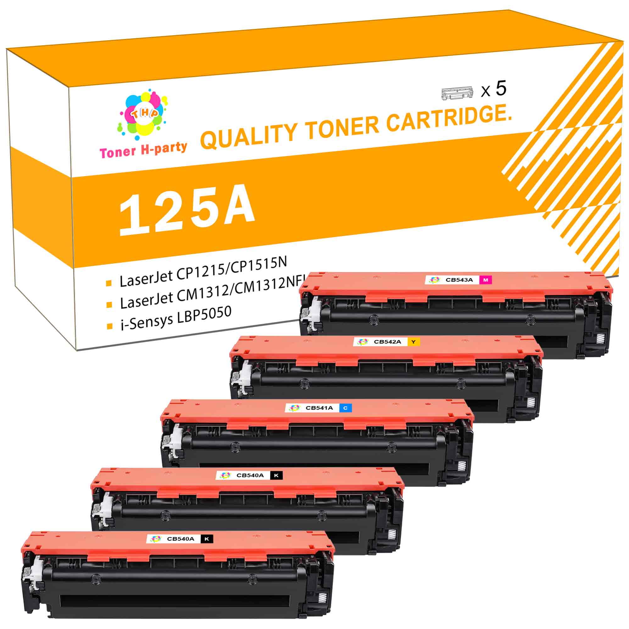 Toner H-Party 5-Pack Compatible HP 125A Toner Cartridge for HP CB540A ...