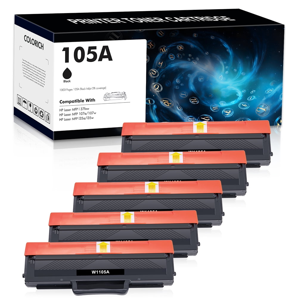 Colorich 5-Pack Compatible Toner Cartridge Replacement for HP W1105A ...
