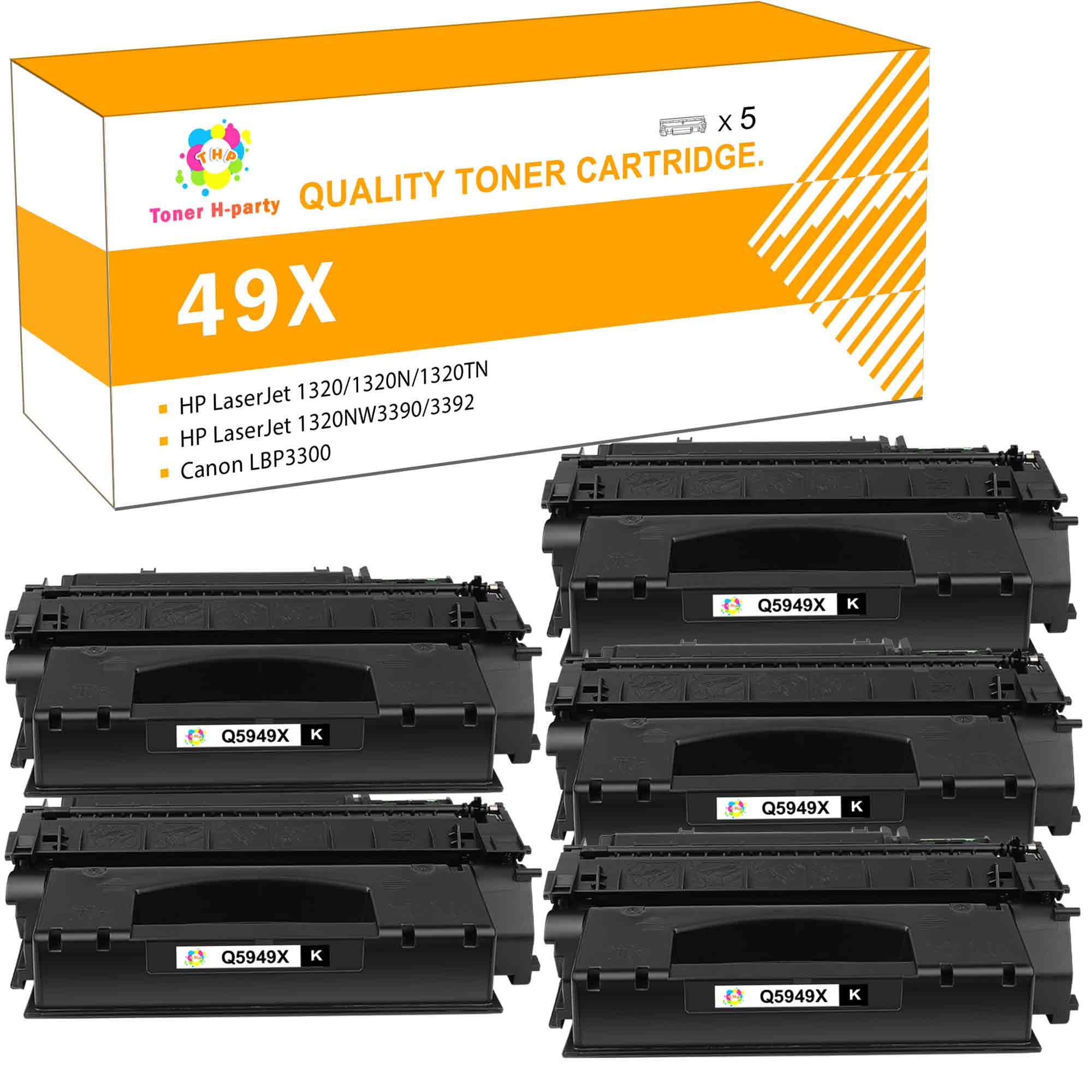 Toner H-Party 5-Pack Compatible Toner Cartridge for HP 49X Q5949X Work ...