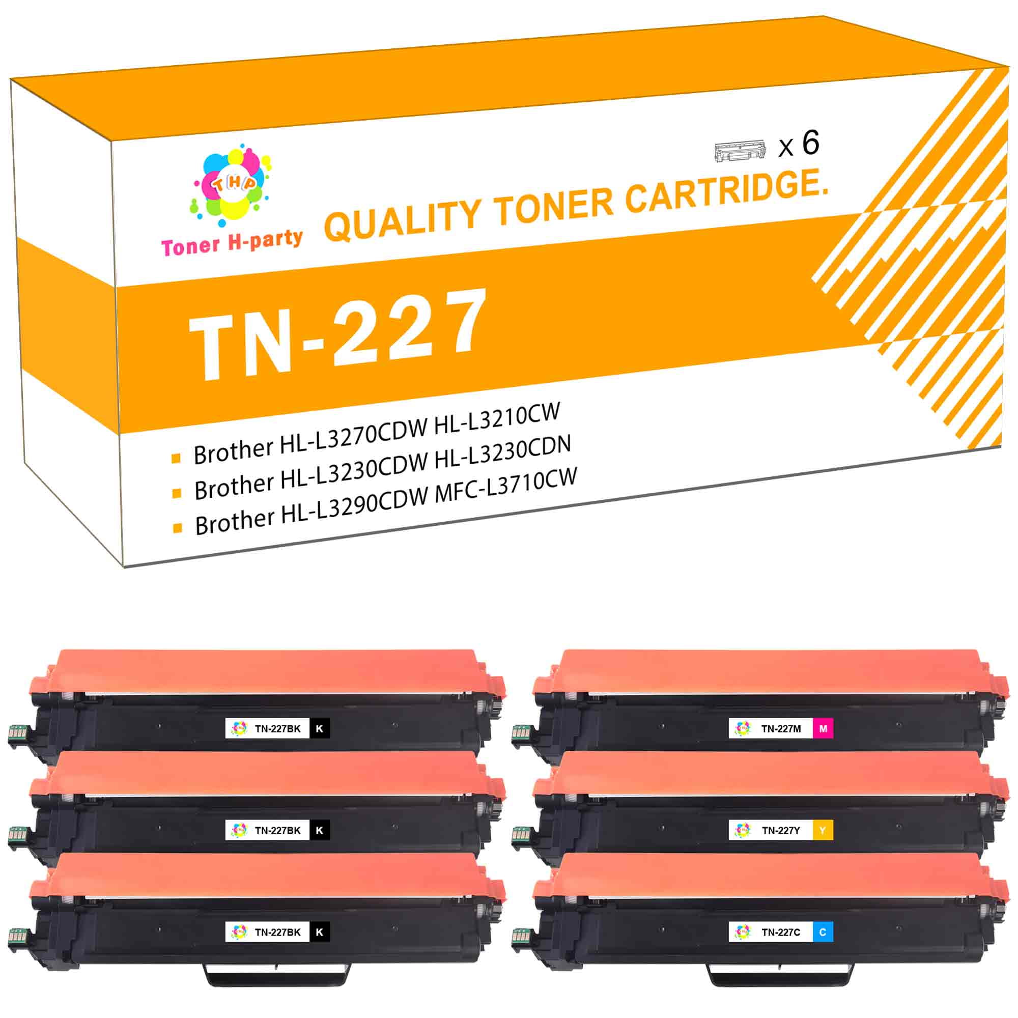 Toner H-Party 6-Pack Compatible Toner Cartridge for Brother TN-227 TN ...