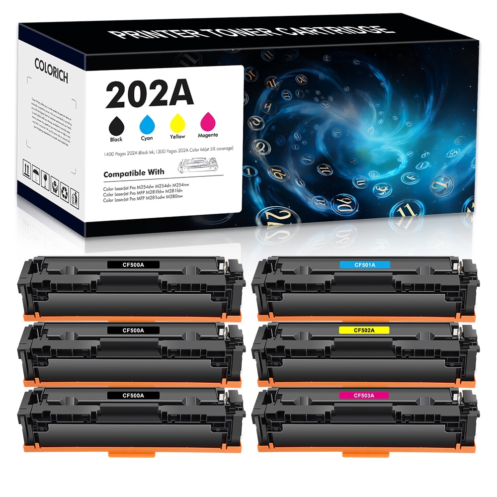 Colorich 6-Pack Compatible Toner Cartridge for HP 202A CF500A CF501A ...