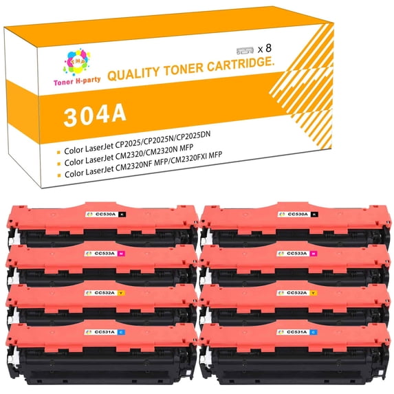 Toner H-Party 8-Pack Compatible 304A Toner Cartridge for HP CC530A ...