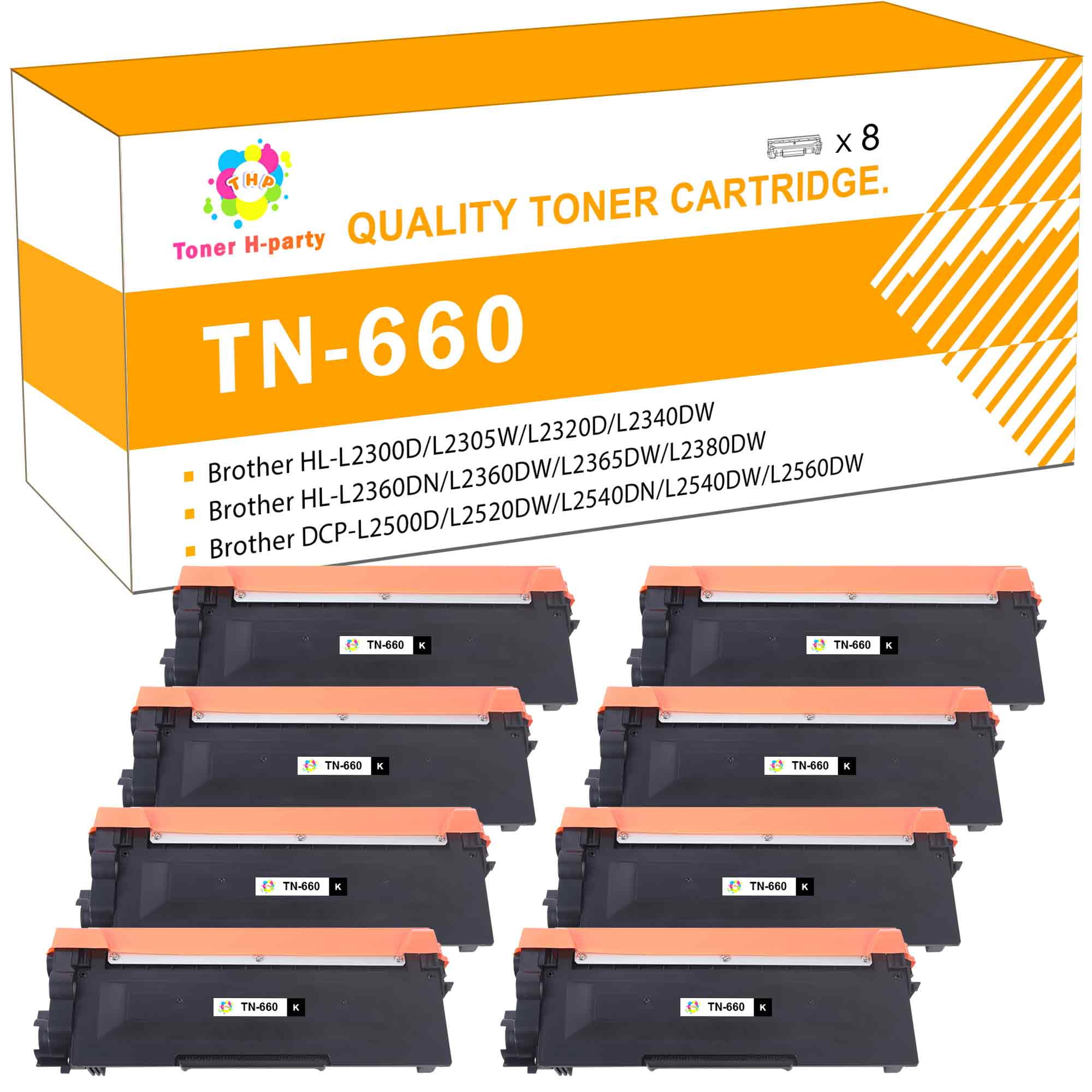 Toner H-Party 8-Pack Compatible Toner Cartridge for Brother TN630 TN ...