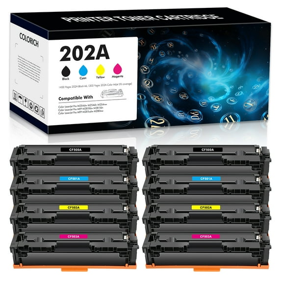 Colorich 8-Pack Compatible Toner Cartridge for HP 202A CF500A CF501A ...