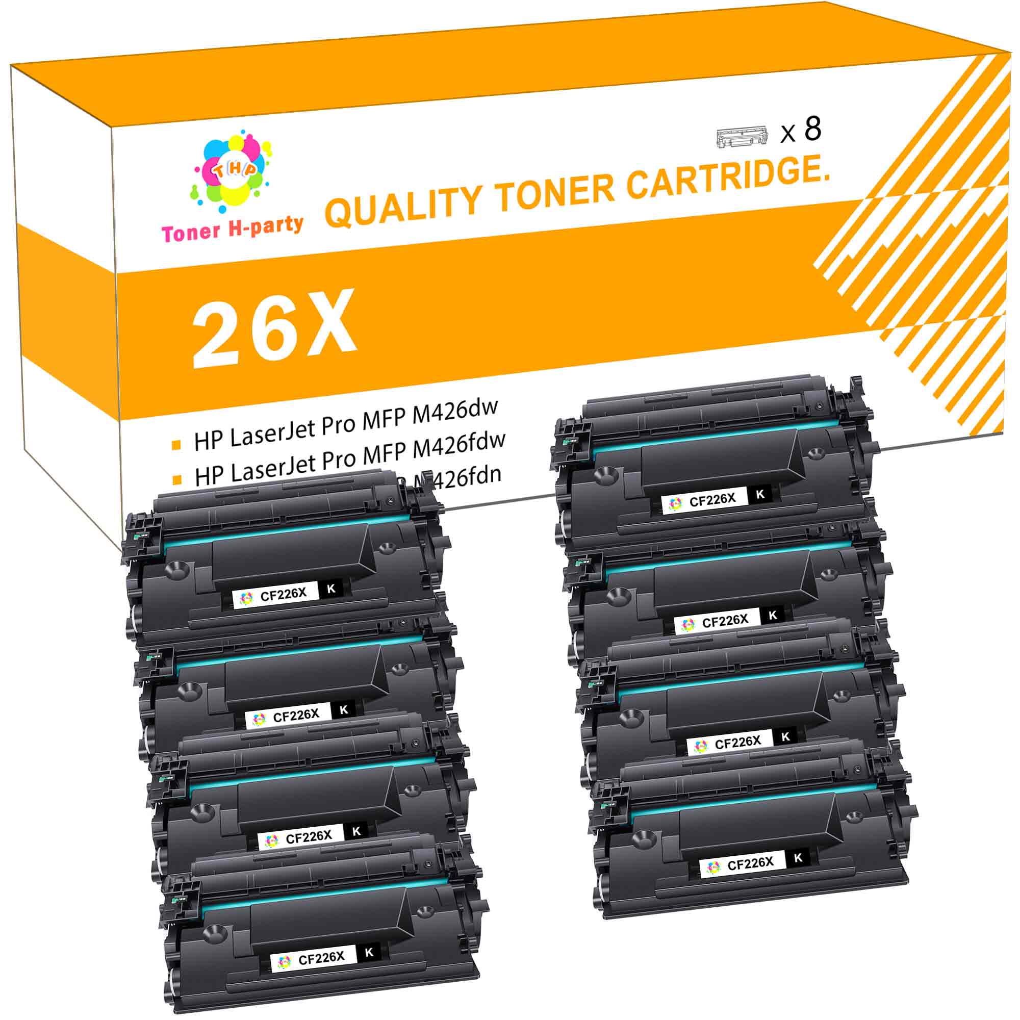 Toner H-Party 8-Pack Compatible Toner Cartridge Replacement for HP 26X ...