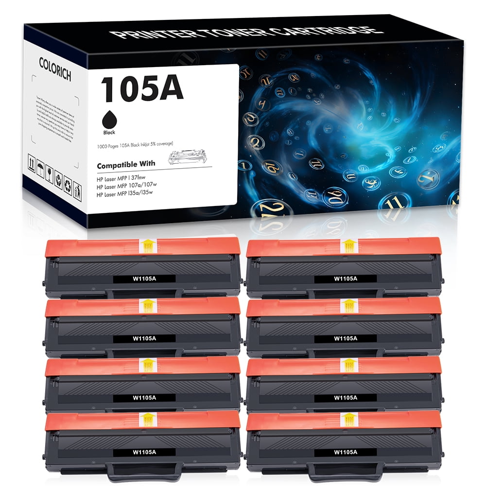 Colorich 8-Pack Compatible Toner Cartridge for HP 105A W1105A Laser MFP ...