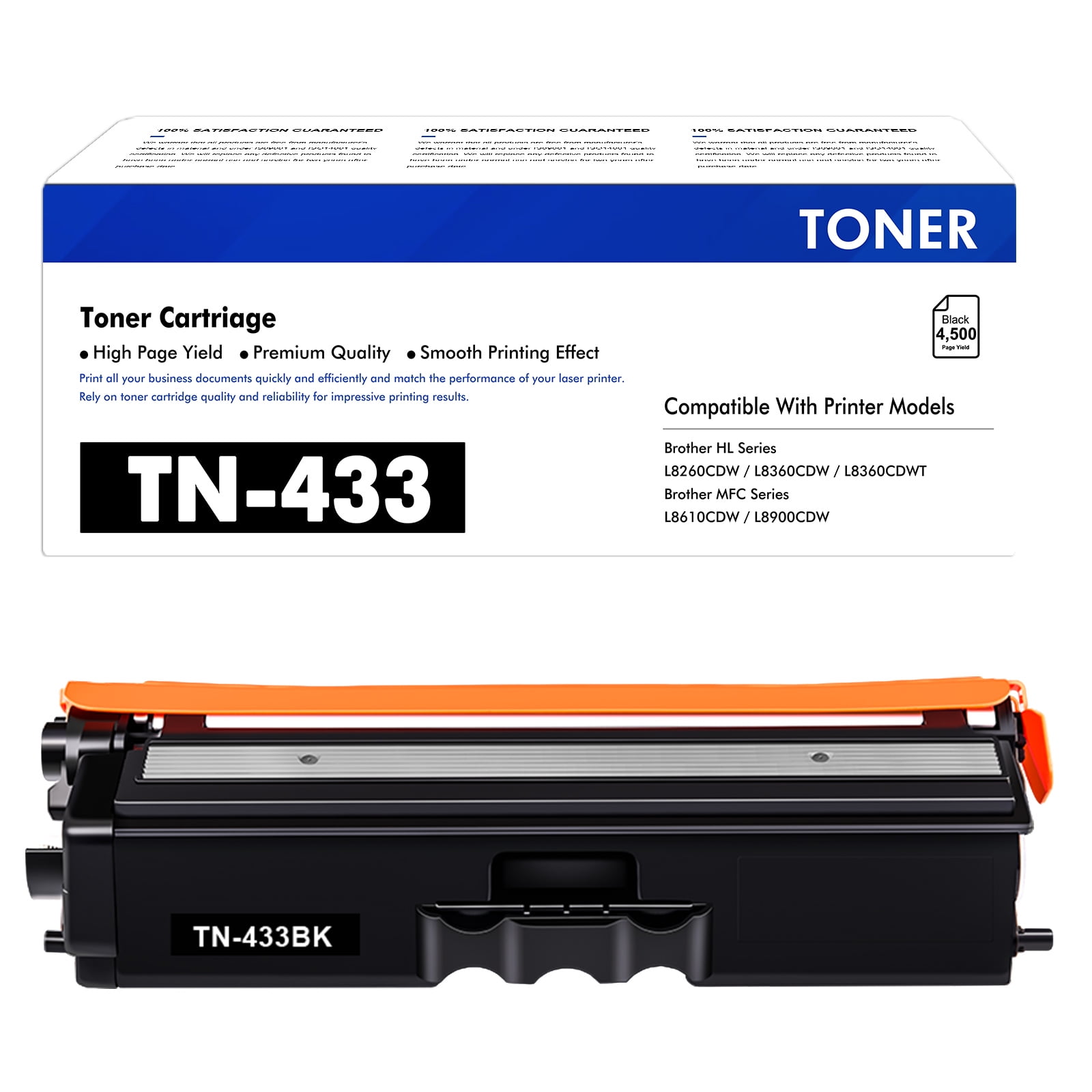 Toner H-Party Compatible Toner Cartridge for Brother TN433 TN-433 TN433BK HL-L8260CDW HL ...