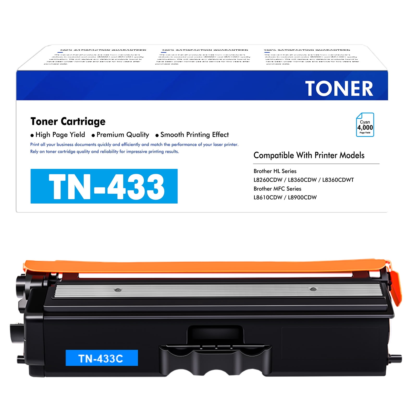 Toner H-Party Compatible Toner Cartridge for Brother TN433 TN-433 ...
