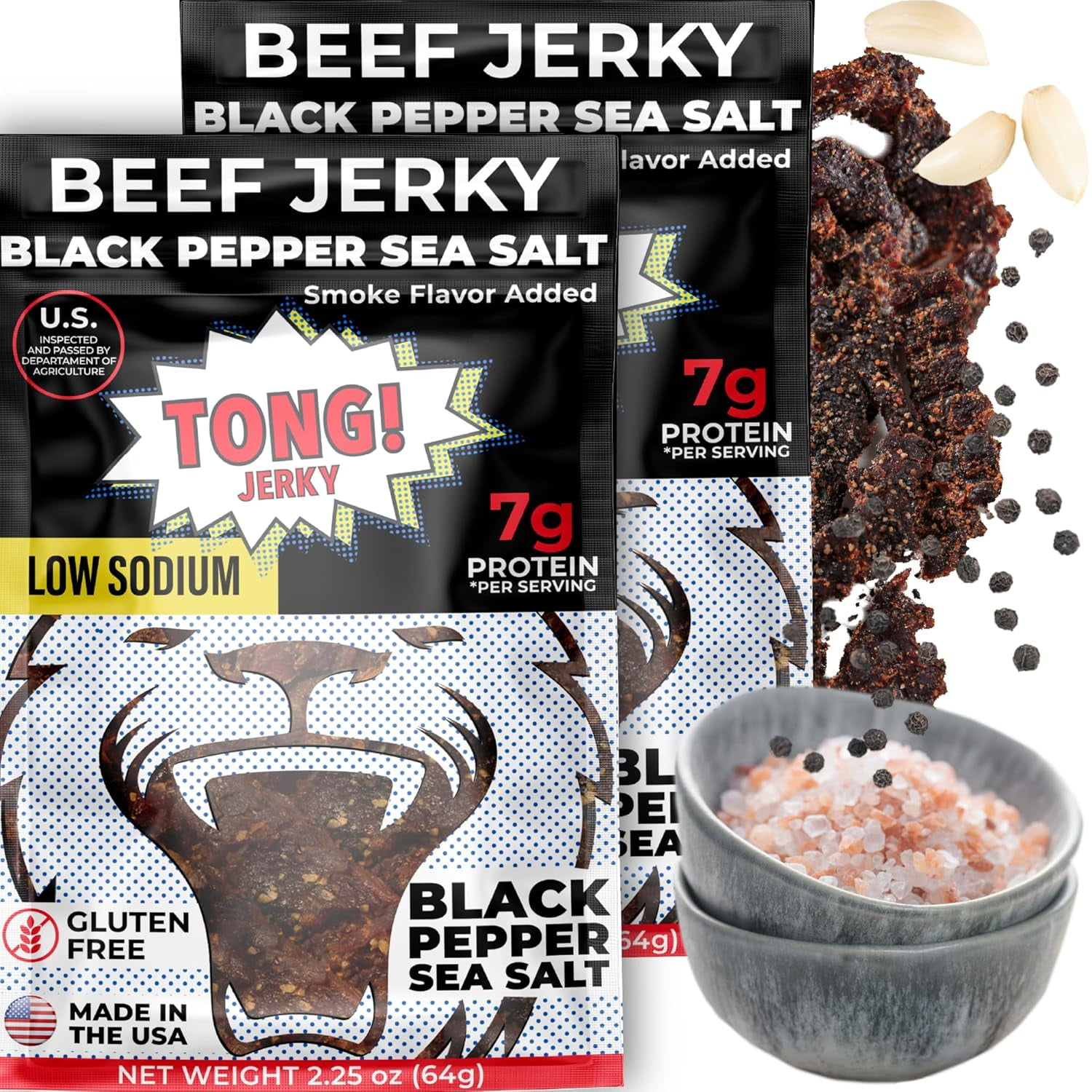 Tong Jerky Beef Jerky Black Pepper - Extra Tender Beef Jerky Snack ...