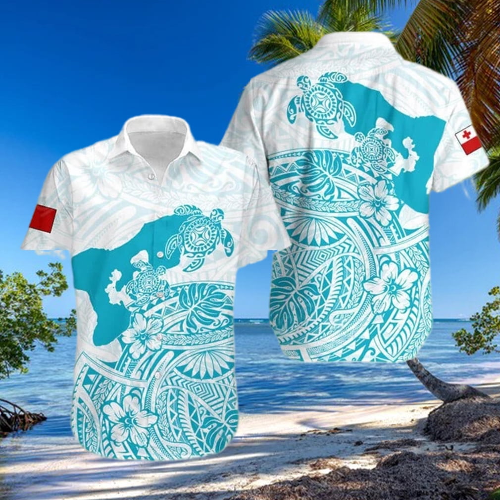 Tonga Map Maori Pattern Turtle Black Hawaiian Shir - Walmart.com