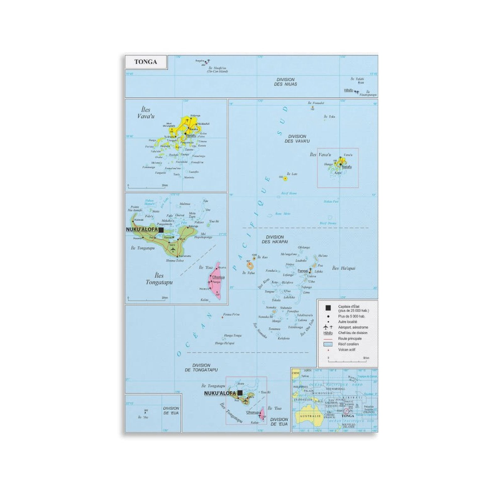 Tonga Map Posters Poster Decorative Painting Canvas Wall Art Living ...