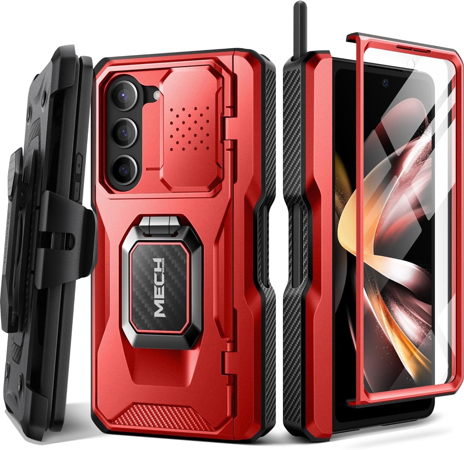 Tongate Rugged Cell Phone Case for Samsung Galaxy Z Fold 5, Red, 1 ...