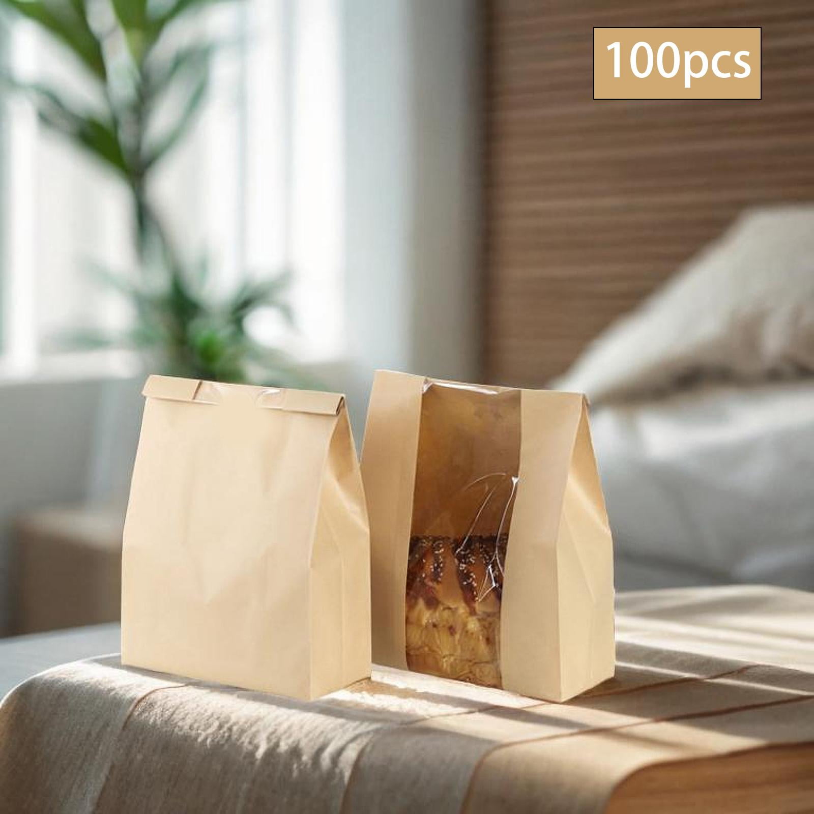 Tongina 100Pcs Paper Bread Bags Kraft Bread Paper Bags for Sandwiches ...