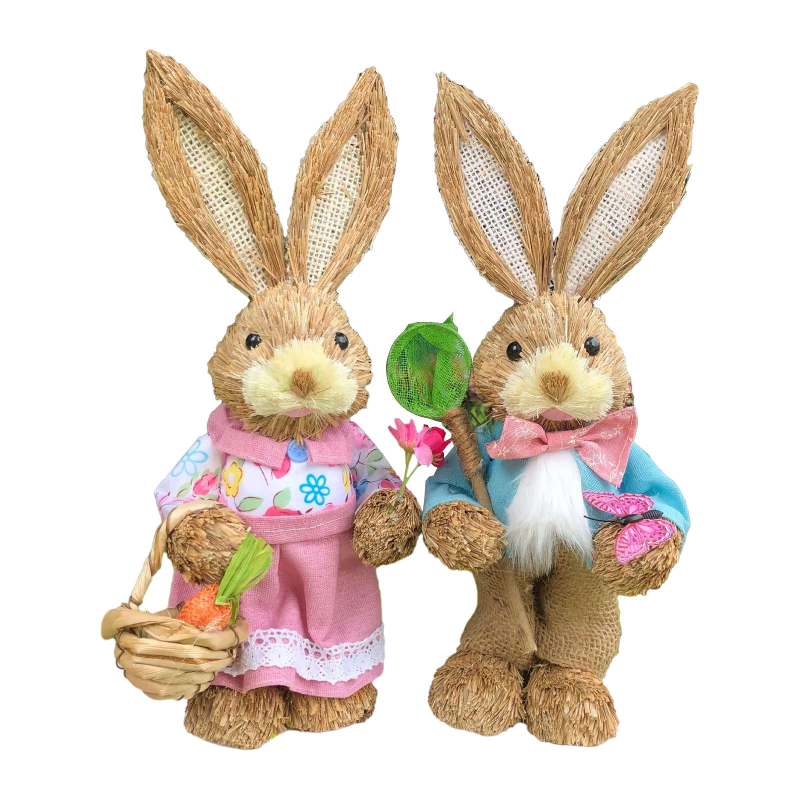 Tongina 2 Pieces Easter Bunny Figurines Easter Decoration for Living ...