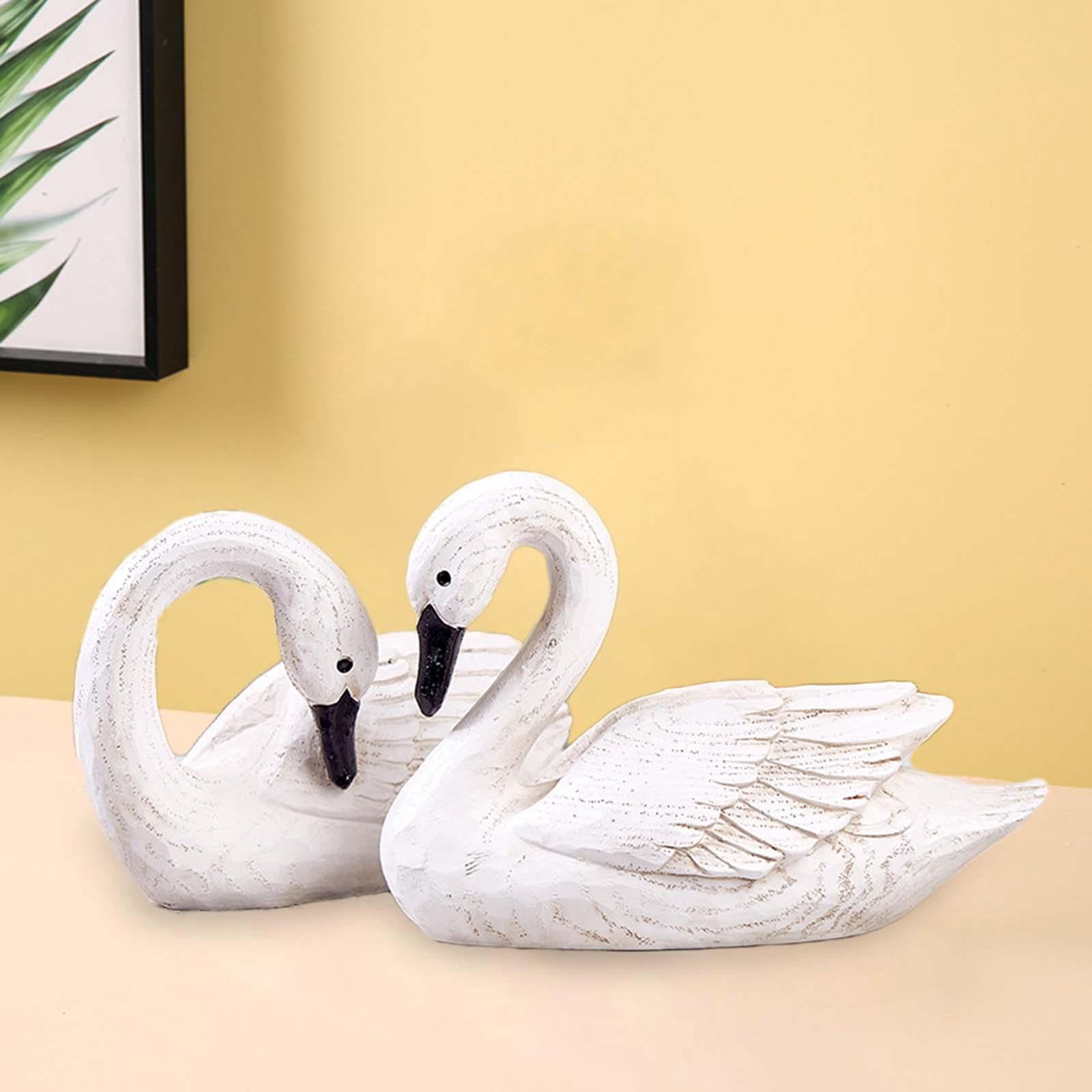 Tongina 2 Resin Sculptures,Couple Swan Figurines Birthday Gift House ...
